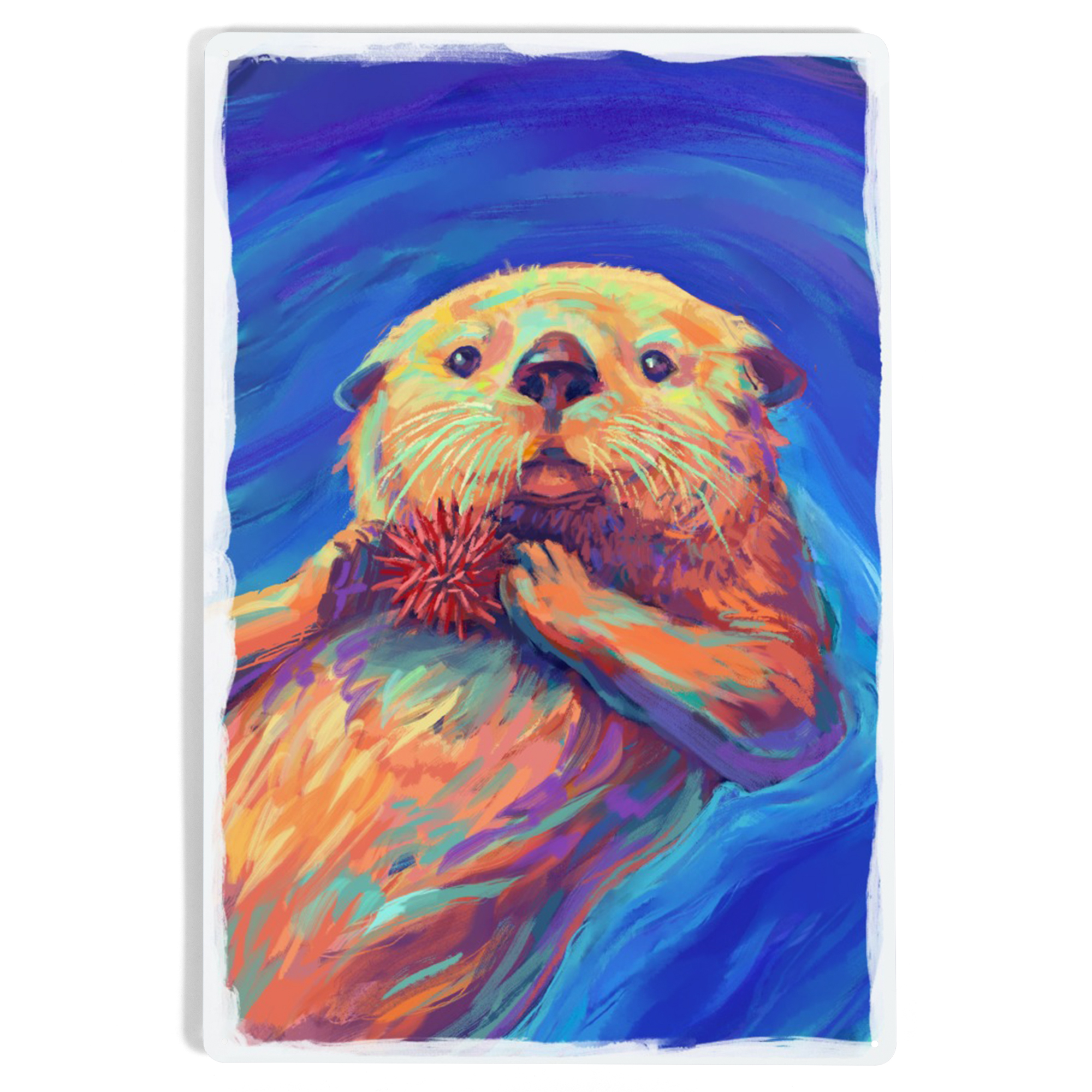 Sea Otter, Vivid (12x18 Aluminum Art, Indoor Outdoor Metal Sign Decor ...