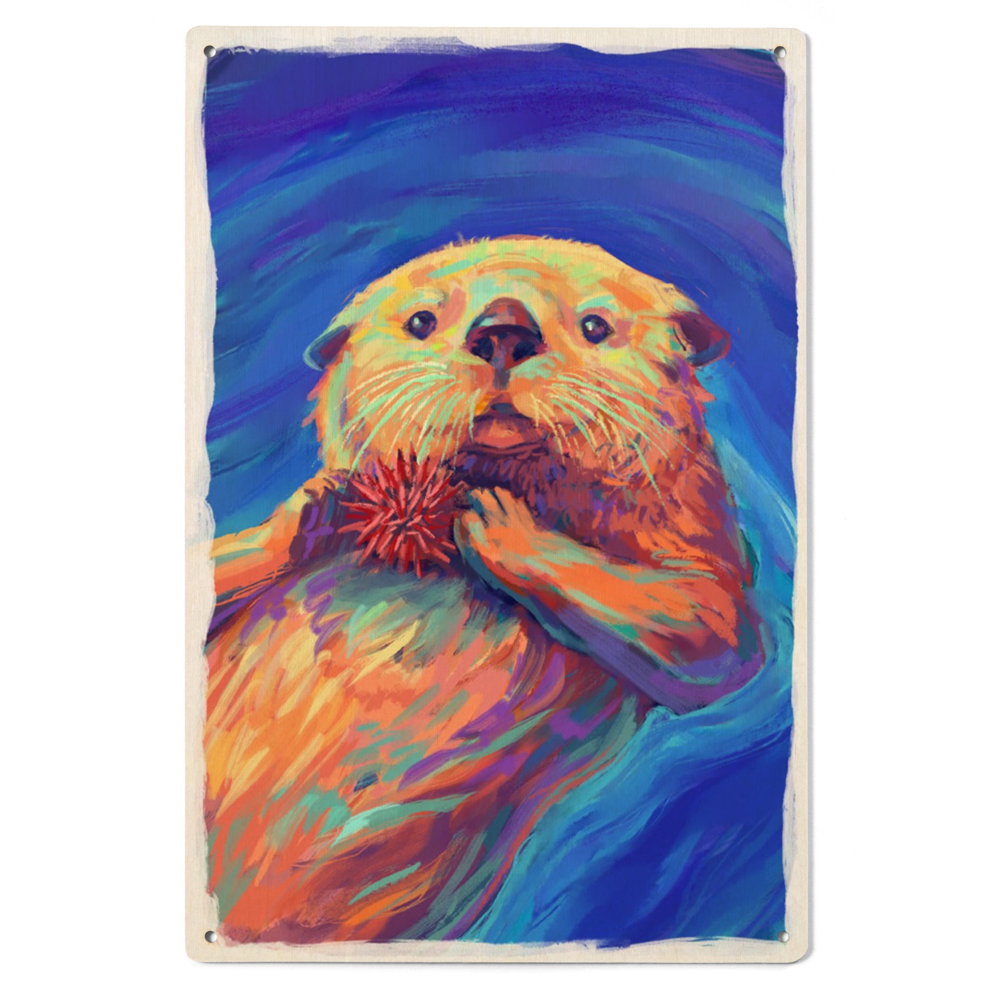 Sea Otter, Vivid Birch Wood Wall Sign (6x9 Rustic Home Decor, Ready to ...