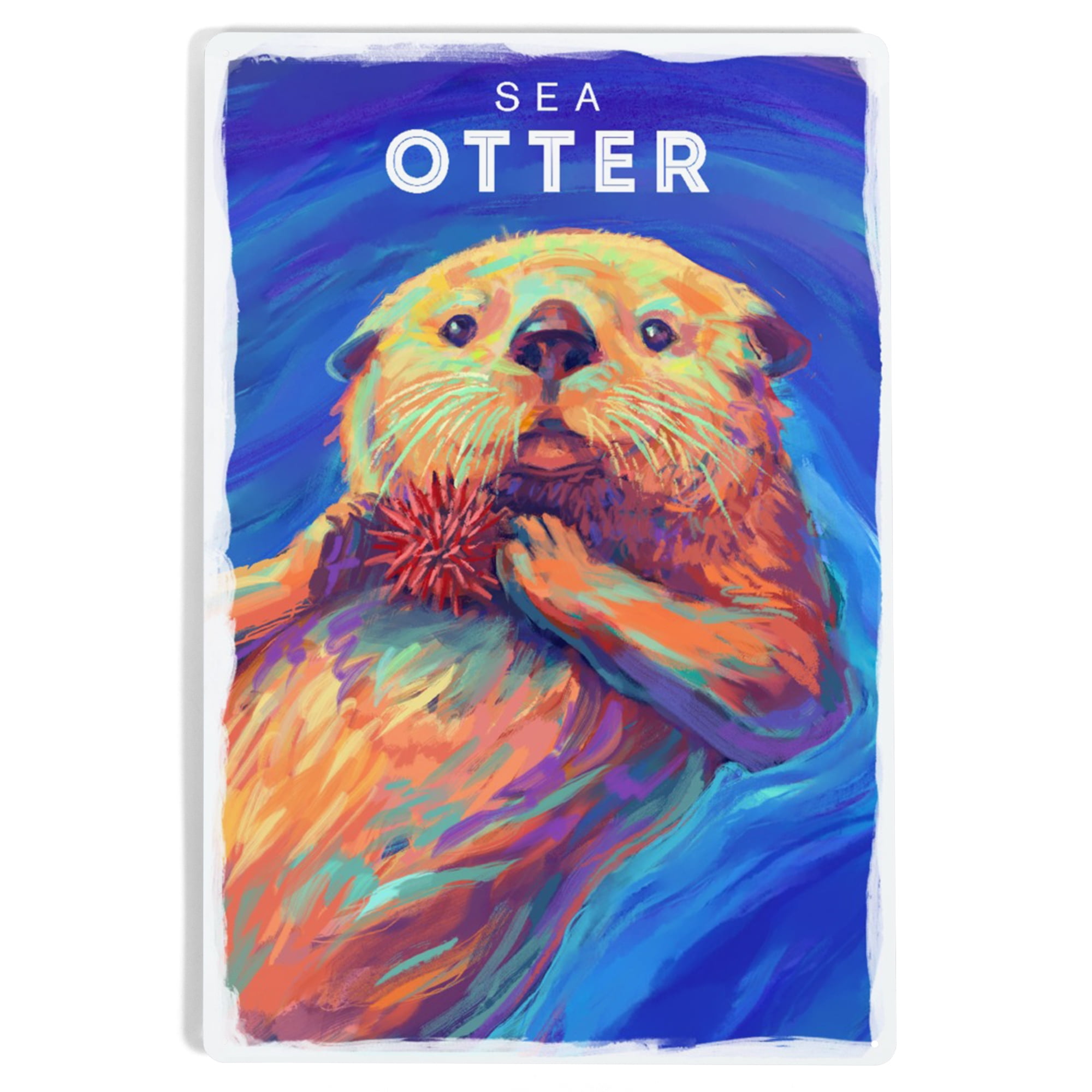 Sea Otter, Vivid Series (12x18 Aluminum Art, Indoor Outdoor Metal Sign ...