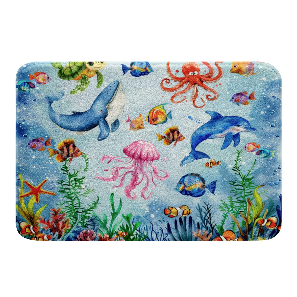 Under The Sea Outdoor Rug Blue Ocean Octopus Dolphin Whale Underwater ...