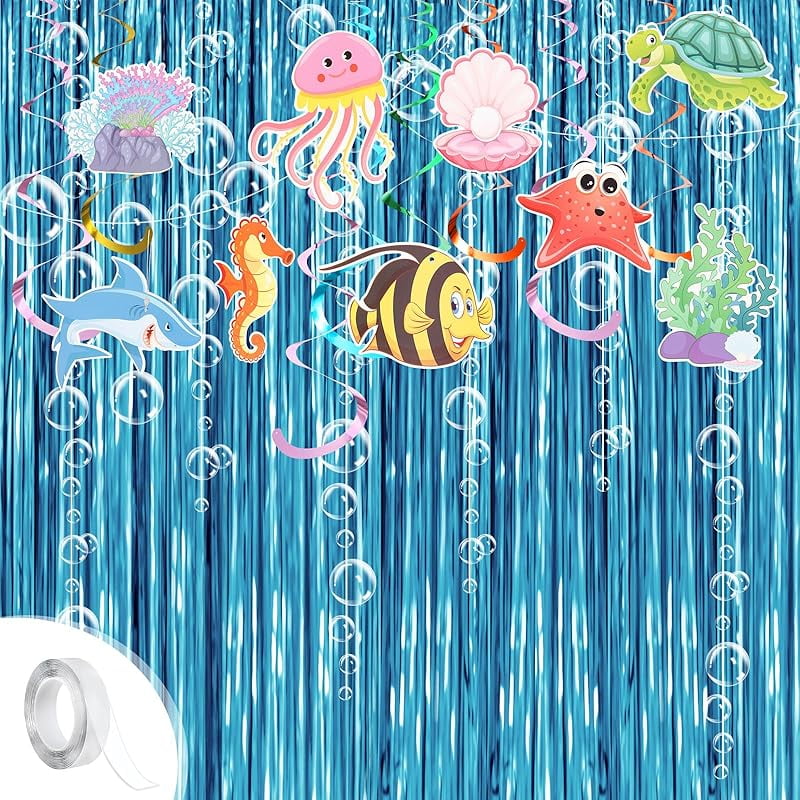 Under The Sea Party Decorations,2 Blue Fringe Backdrop 3 Bubble ...