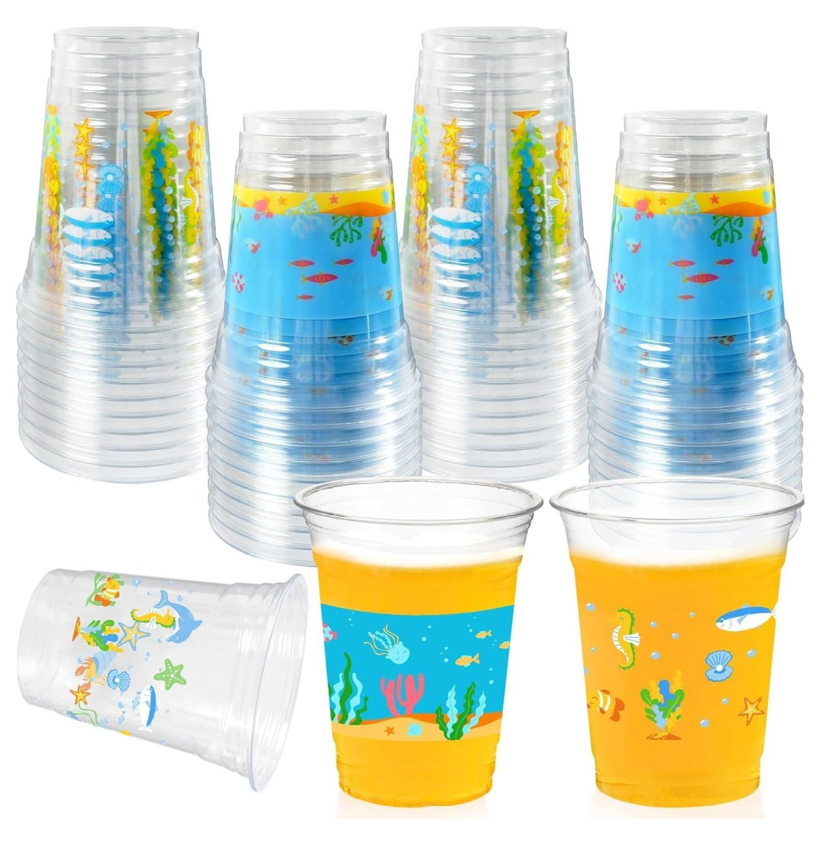 Sea Party Decorations Cups, 50 Pcs 12 Oz Sea Animal Ocean Themed ...
