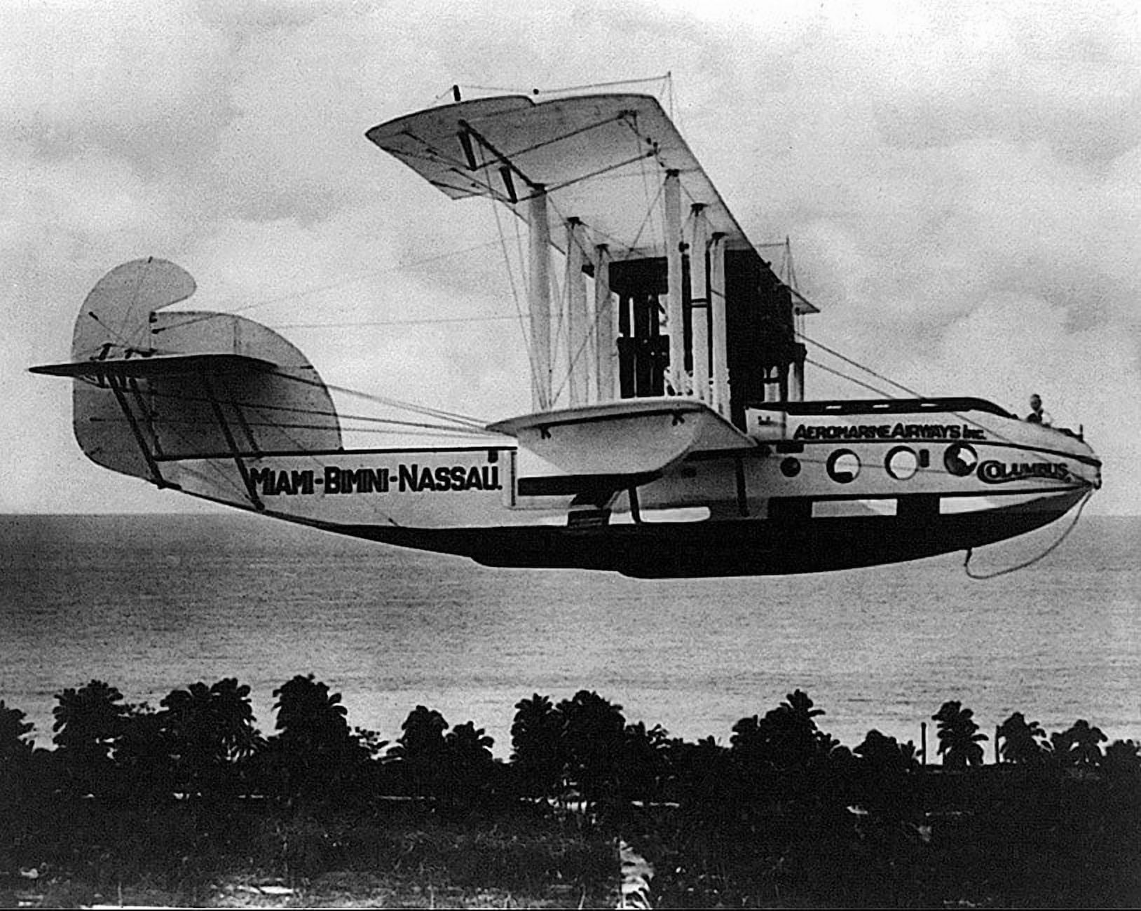 Sea Plane from Miami to Bahamas 1922 Style -1 - 24x36 Inch Laminated ...