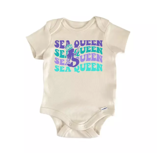 Sea Queen Beach Mermaid Baby Boy Girl Clothes Bodysuit Cute Baby Onesie ...