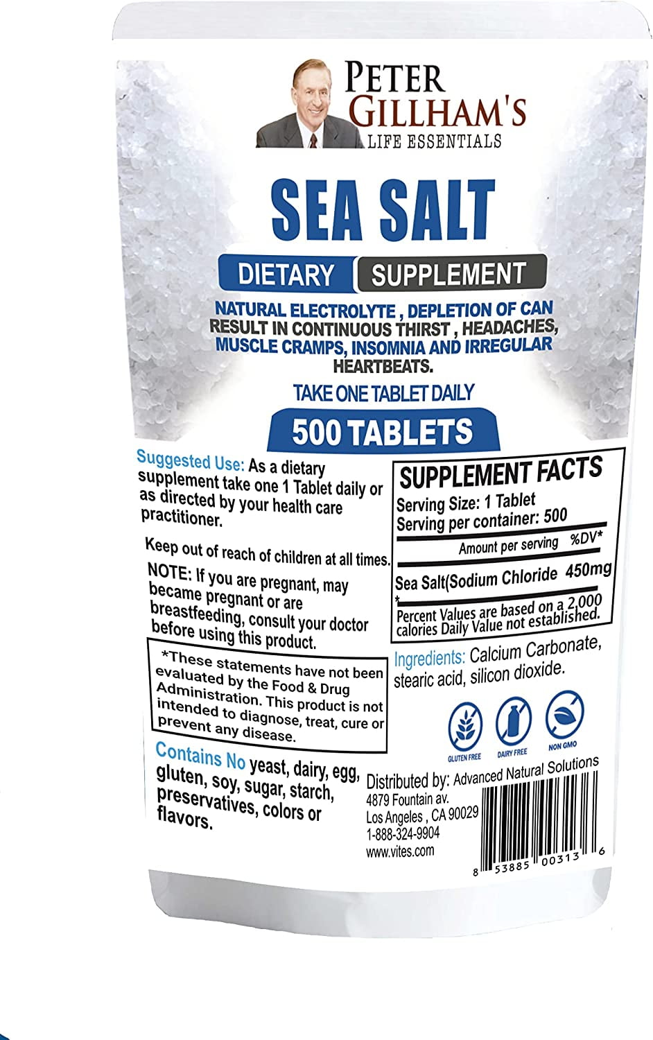 Sea Salt 500 tablets by Peter Gillham's Life Essentials, electrolyte ...