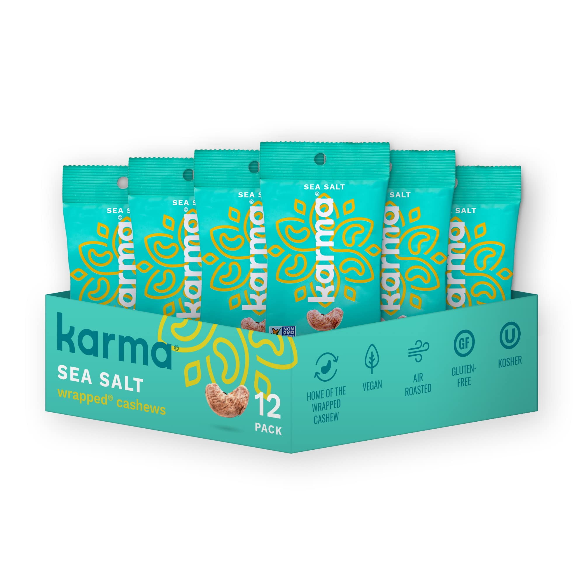 Sea Salt Cashews with Skin by Karma Nuts, Whole, Roasted, Vegan, Gluten Free, Low Net Carb ...