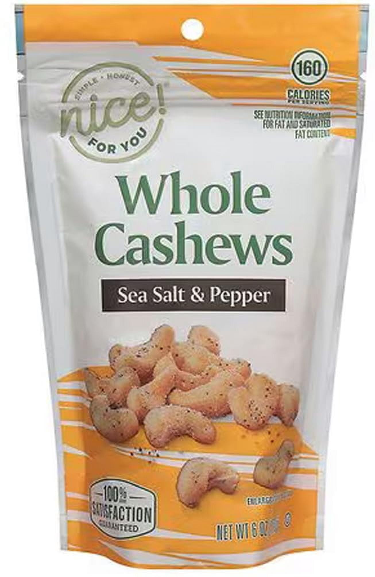 Sea Salt & Pepper Cashews - Nice, Whole Roasted Nut Trail Mix 6 Oz Bag ...