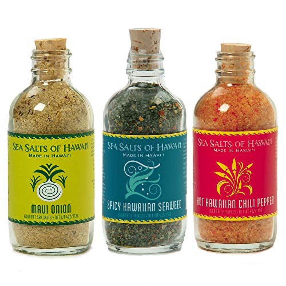Sea Salts of Hawaii Variety 3 Pack, Maui Onion Salt, Hot Hawaiian Chili ...