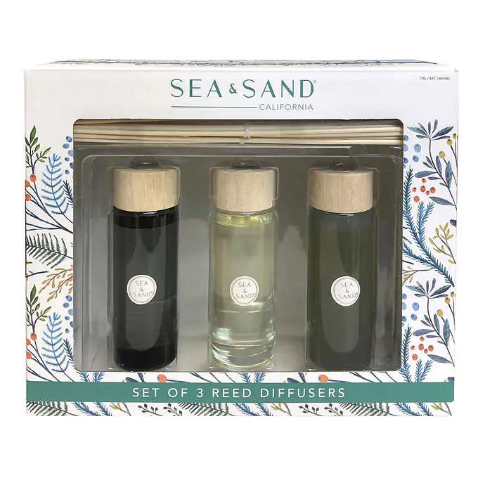 Sea & Sand Reed Diffuser Set 3Pk w/ 15 Reeds Teakwood Ocean Sea Salt ...