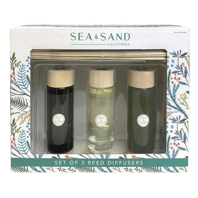 Sea & Sand Reed Diffuser Set 3Pk w/ 15 Reeds Teakwood Ocean Sea Salt ...