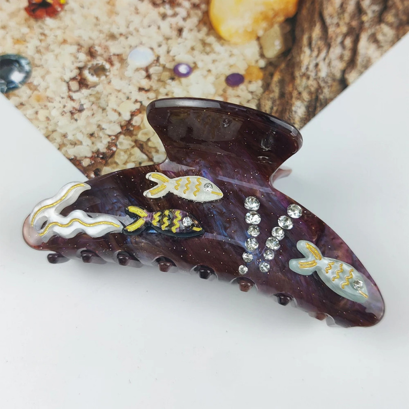 Sea Series Large Hair Claws Clip Diamond Starfish Conch Hair Clips ...