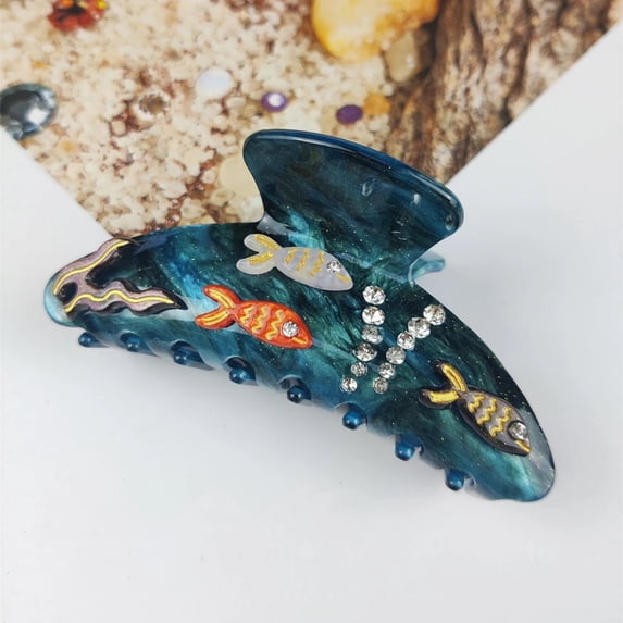 Sea Series Large Hair Claws Clip Diamond Starfish Conch Hair Clips ...