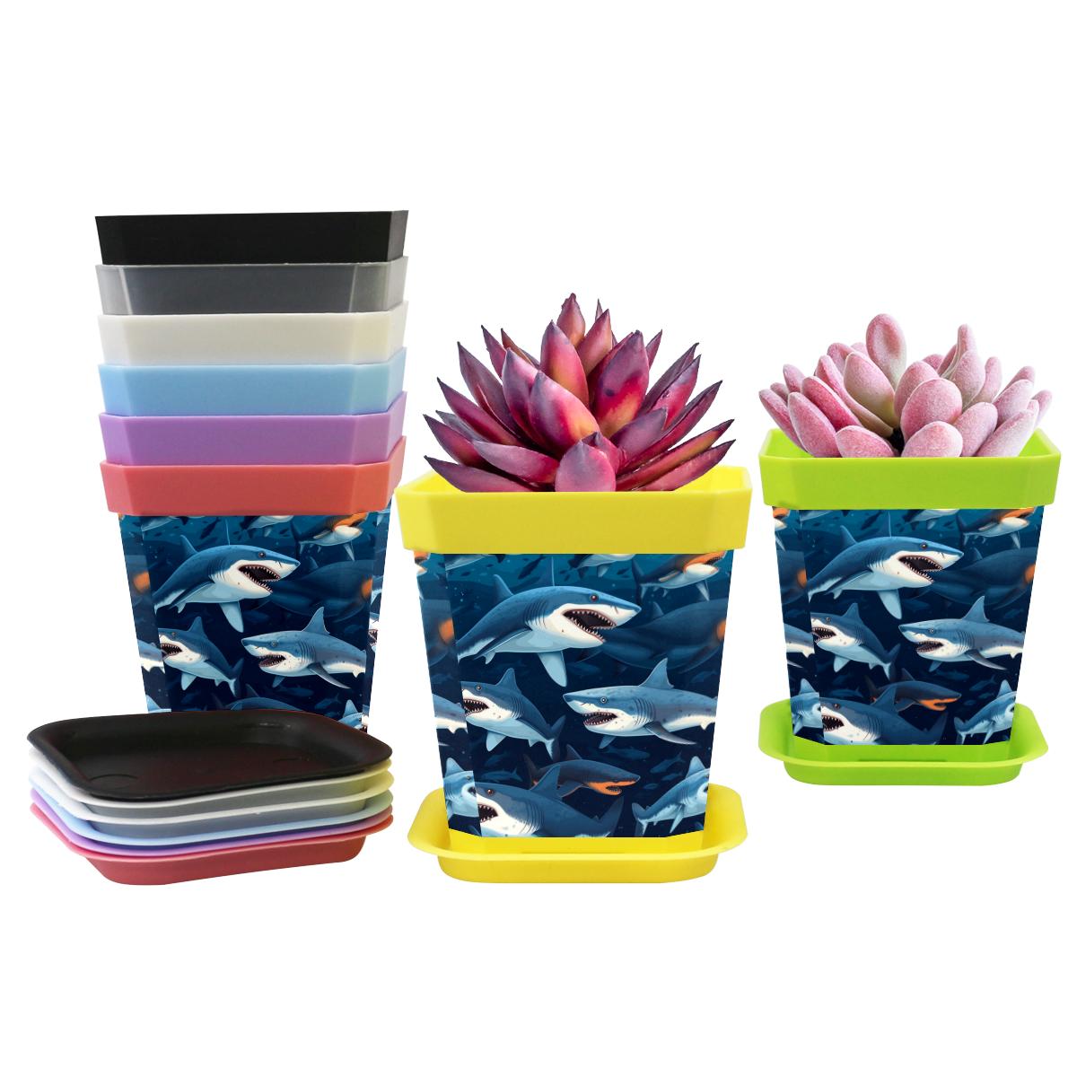 Sea Shark Caribbean Planter 8PCS - Lightweight Indoor Outdoor 8 ...
