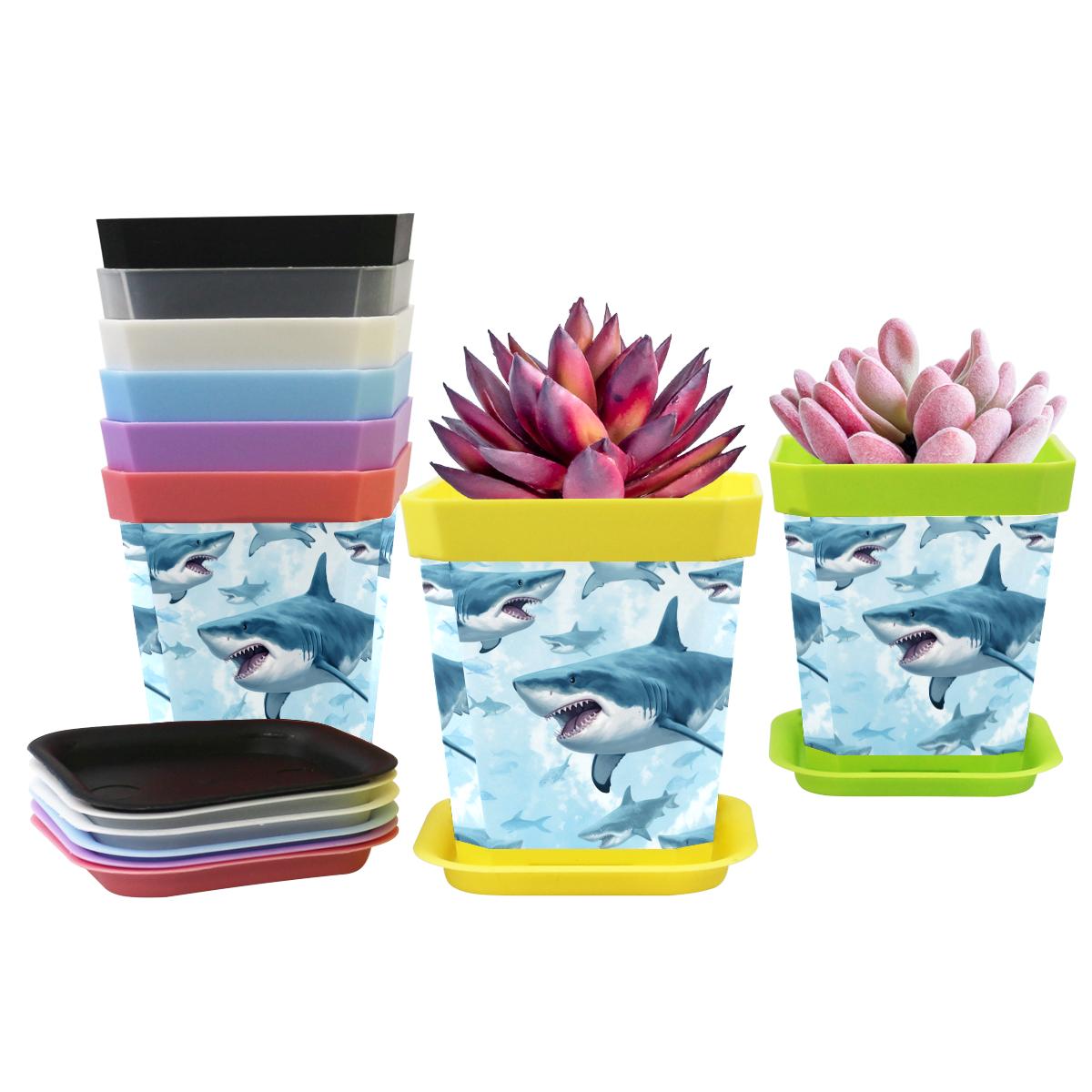Sea Shark Caribbean Planter 8PCS - Lightweight Indoor Outdoor 8 ...