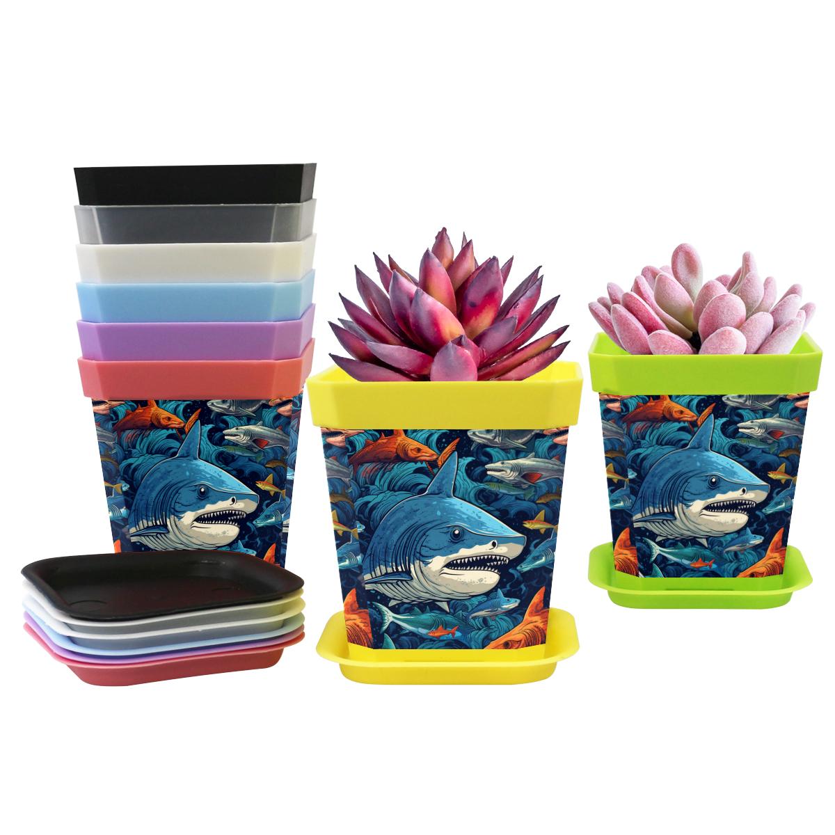 Sea Shark Caribbean Planter 8PCS - Lightweight Indoor Outdoor 8 ...