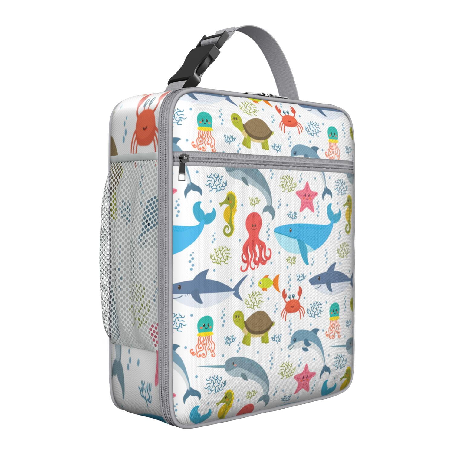Under the Sea Shark Design Lunch Bag, Insulated Reusable Lunch Box for ...