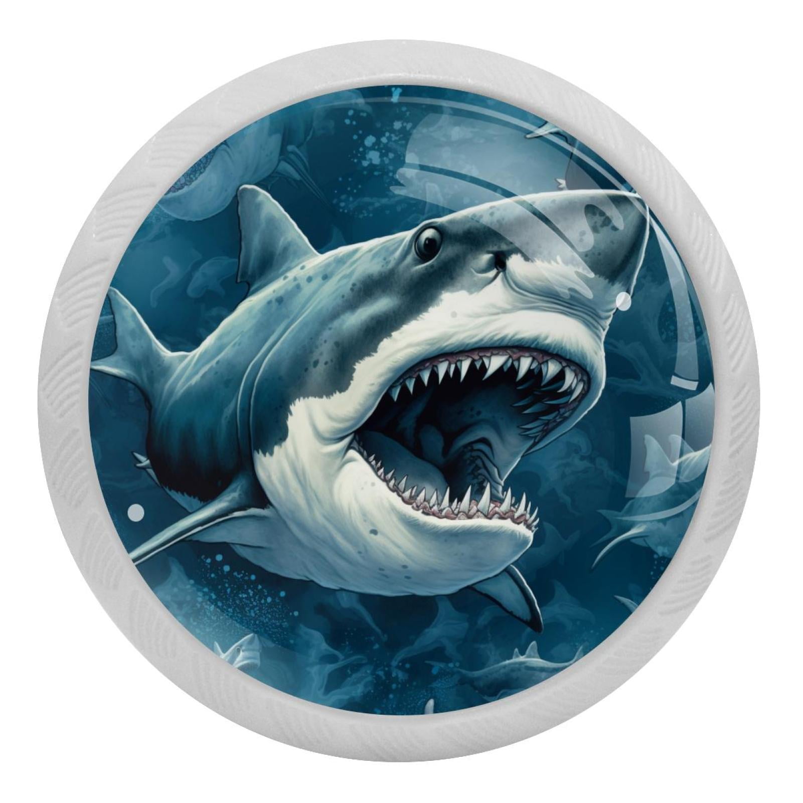 Sea Shark Pattern 4PCS Cabinet Knobs Pulls Fluorescent Drawer Handle ...