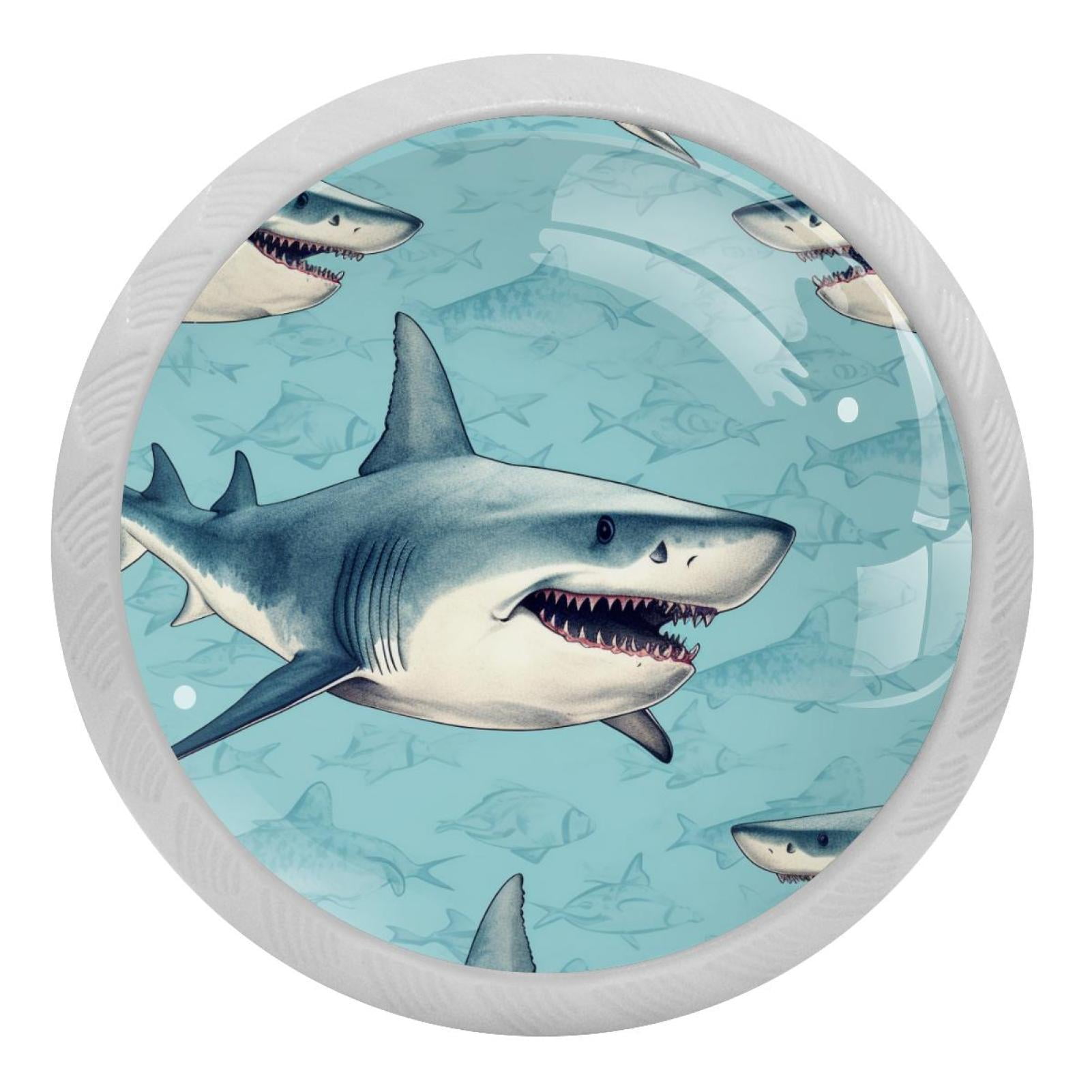 Sea Shark Pattern 4PCS Cabinet Knobs Pulls Fluorescent Drawer Handle ...