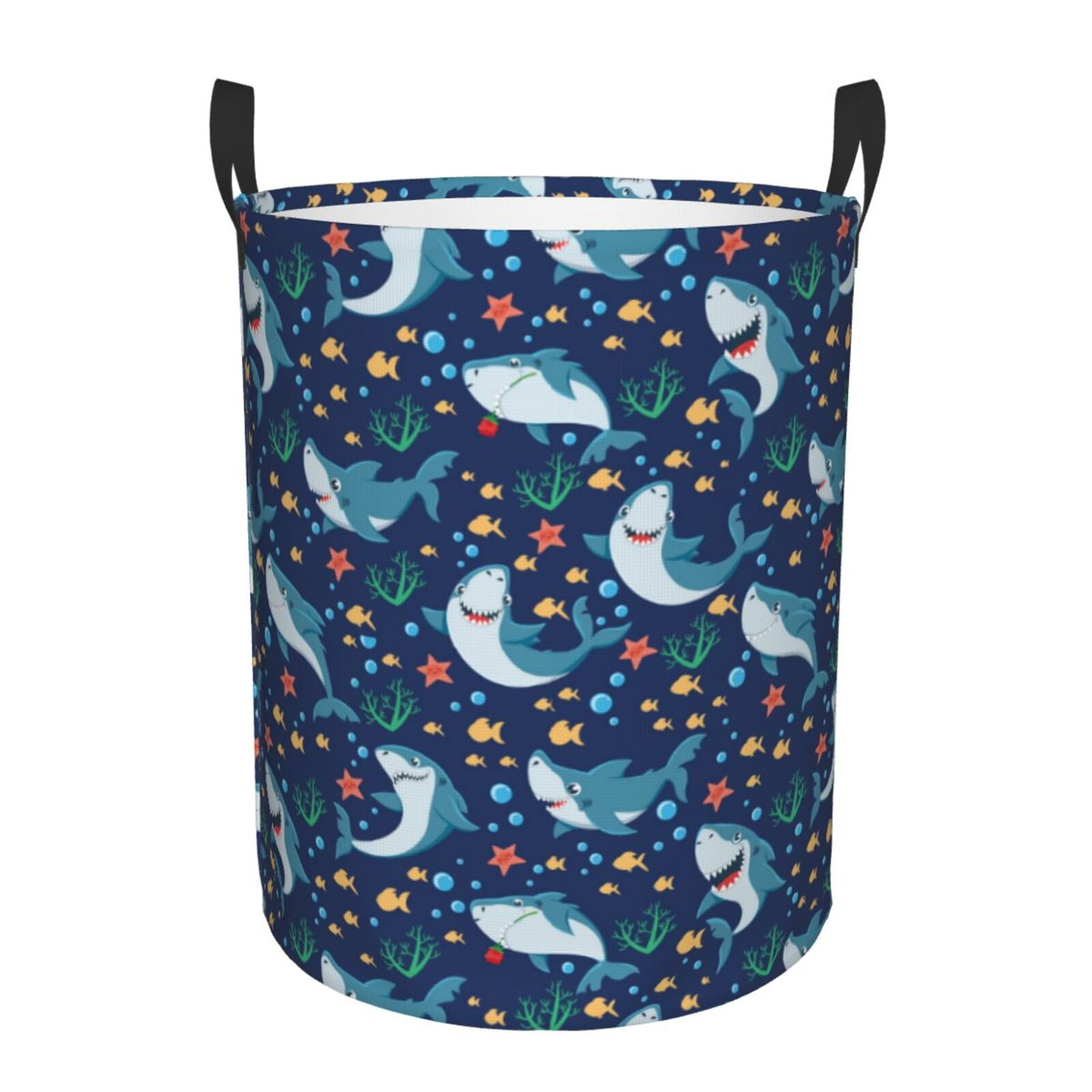 Sea Sharks Laundry Basket with Handles - Freestanding Laundry Hamper ...