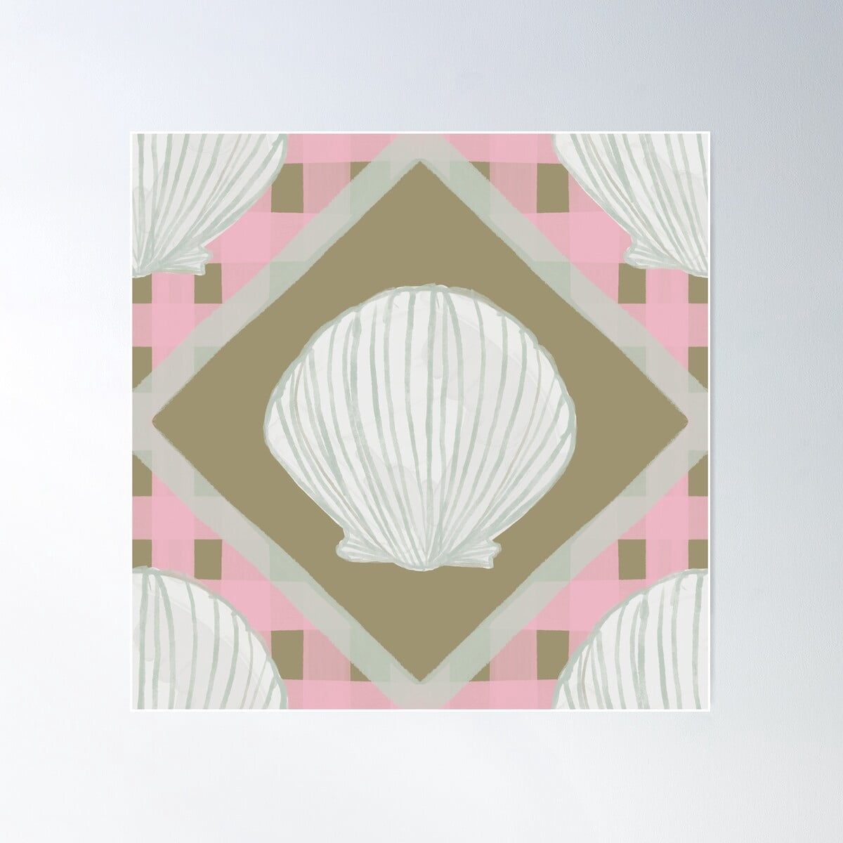 Sea Shell Clam Pink And White Geometric Stripe Pattern – Modern ...