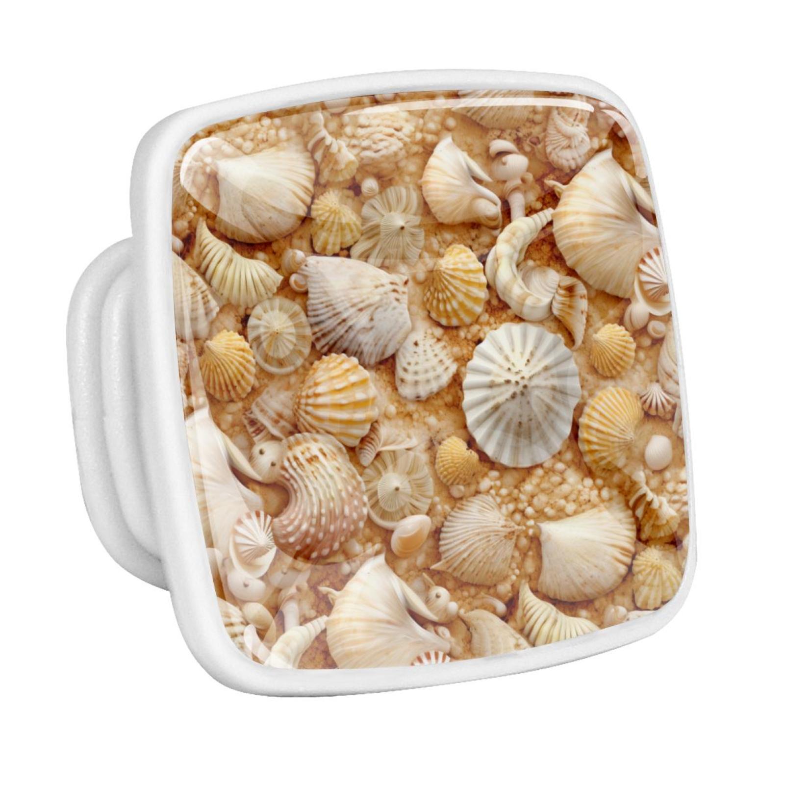 Sea Shell Fluorescent Drawer Pulls with Screws Square 4-Pack Glow Dark ...