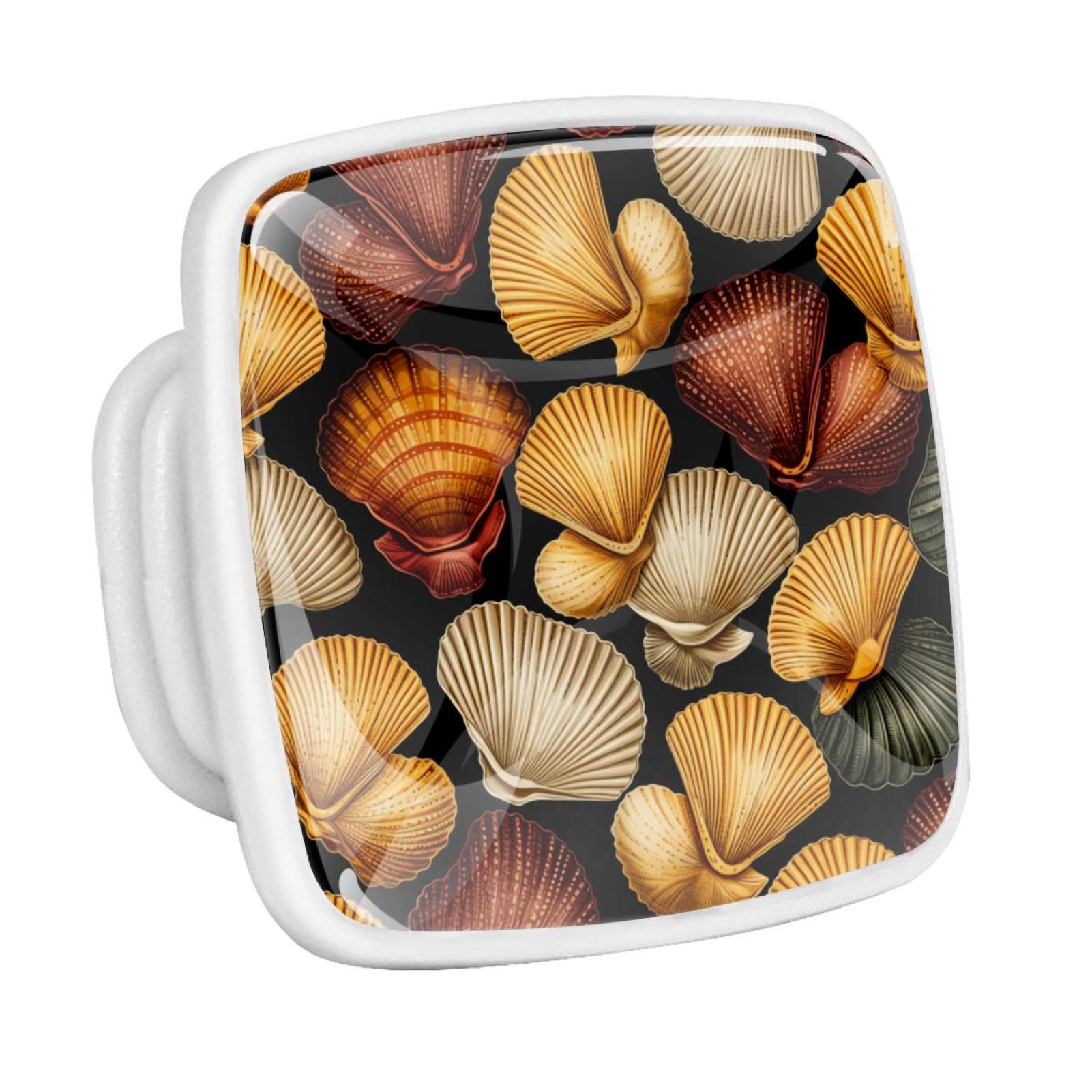 Sea Shell Fluorescent Drawer Pulls with Screws Square 4-Pack Glow Dark ...