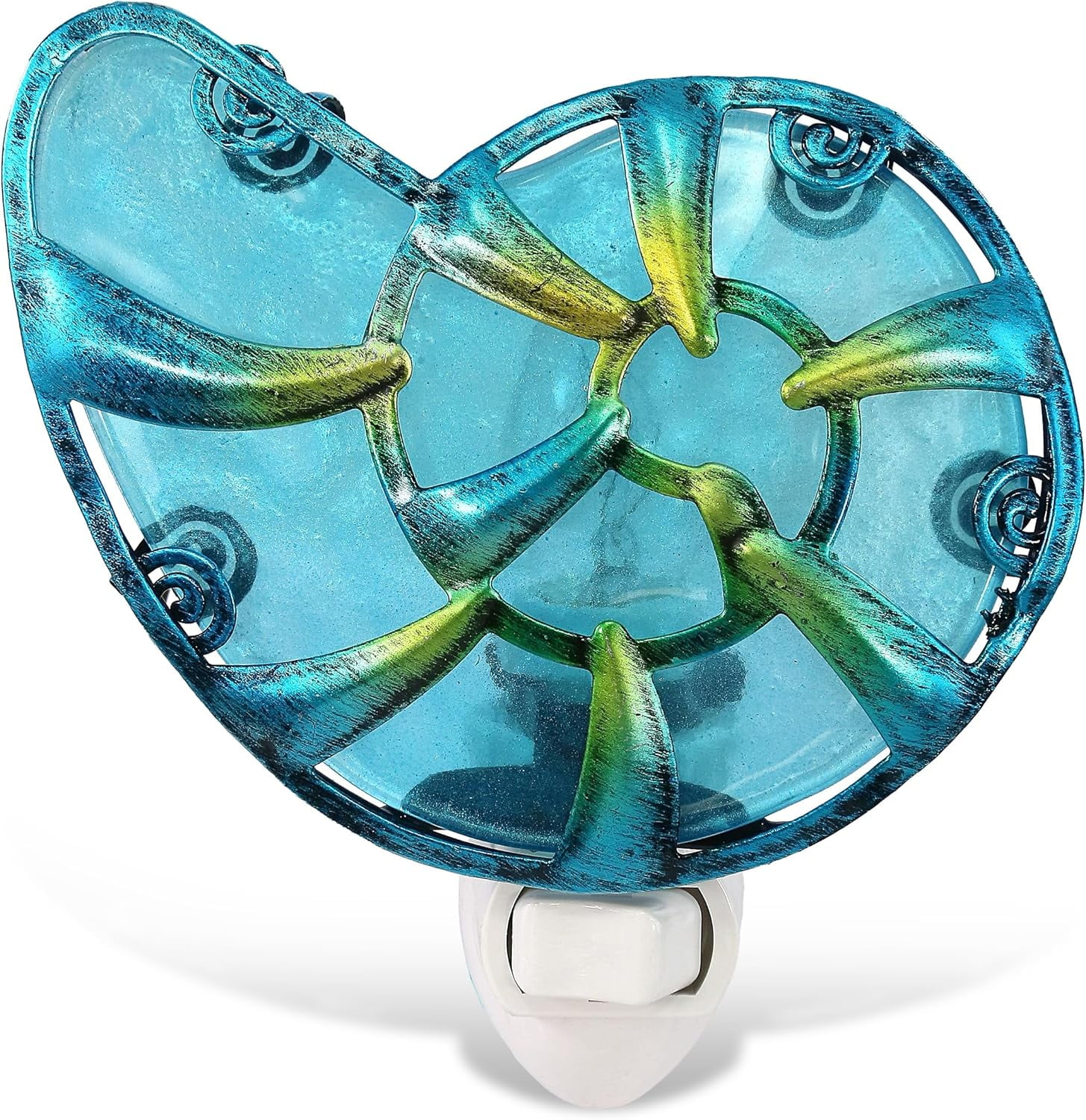 Sea Shell Glass Art Night Light – Ocean-Themed Plug-in Wall Accent with ...