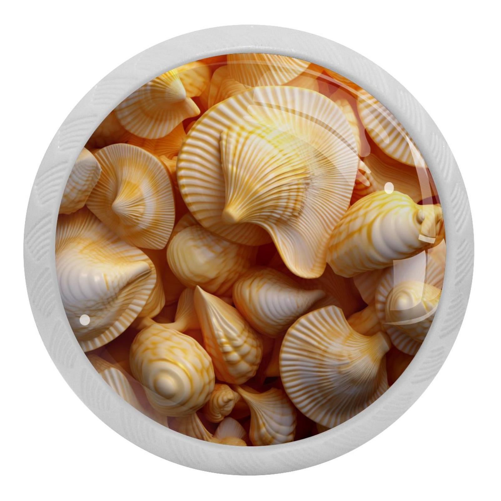 Sea Shell Pattern 4PCS Cabinet Knobs Pulls Fluorescent Drawer Handle ...