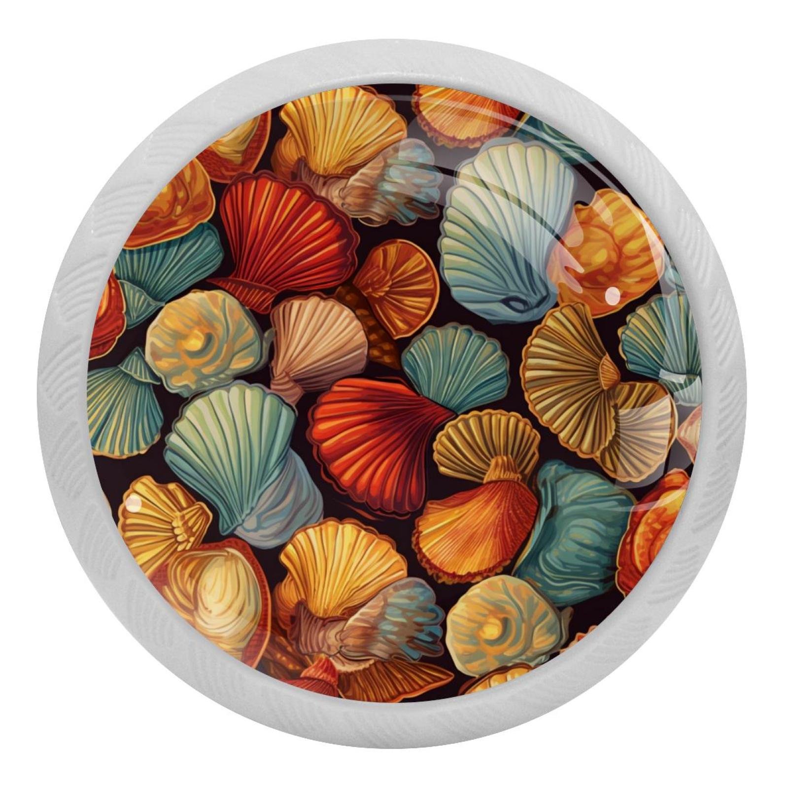 Sea Shell Pattern 4PCS Cabinet Knobs Pulls Fluorescent Drawer Handle ...
