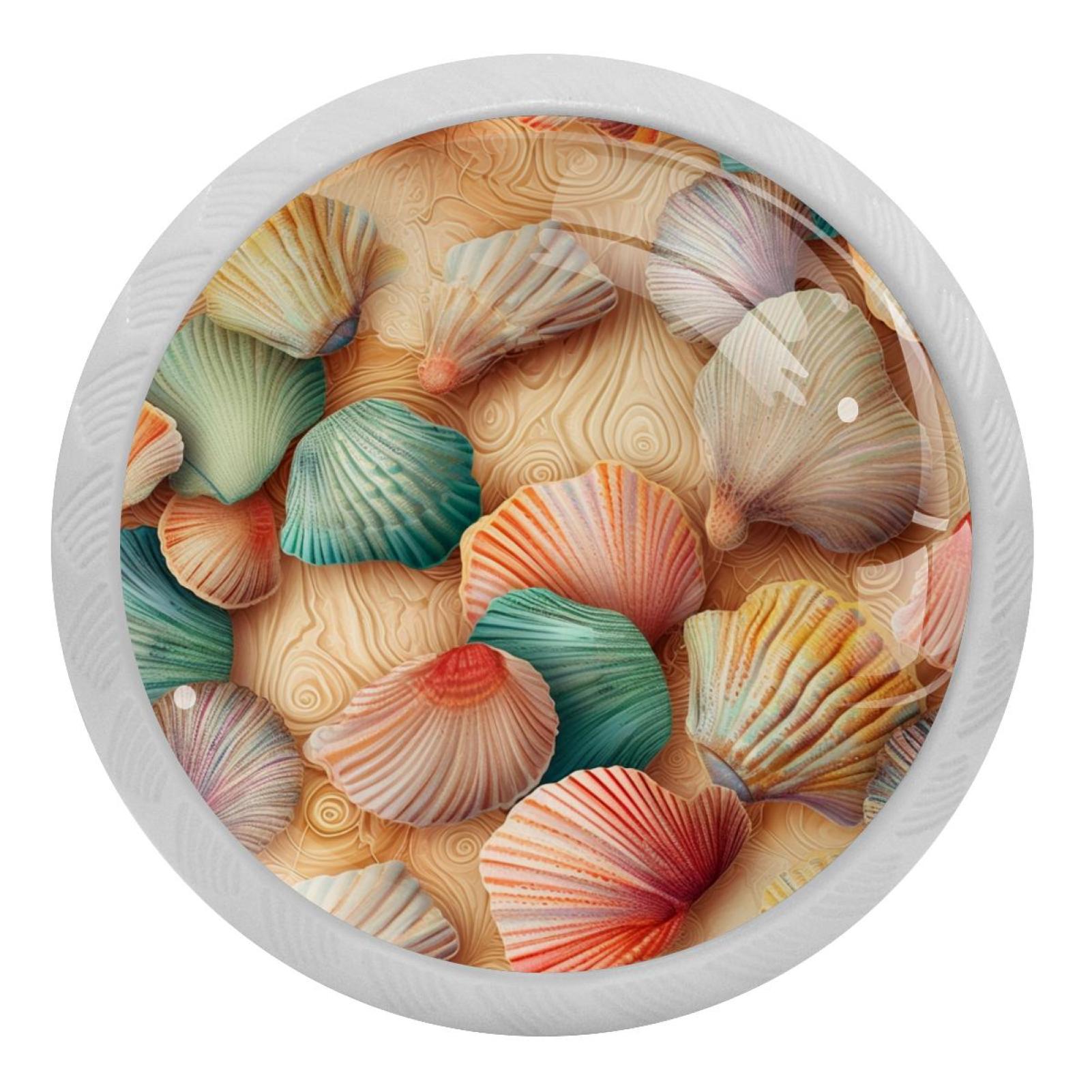 Sea Shell Pattern 4PCS Cabinet Knobs Pulls Fluorescent Drawer Handle ...