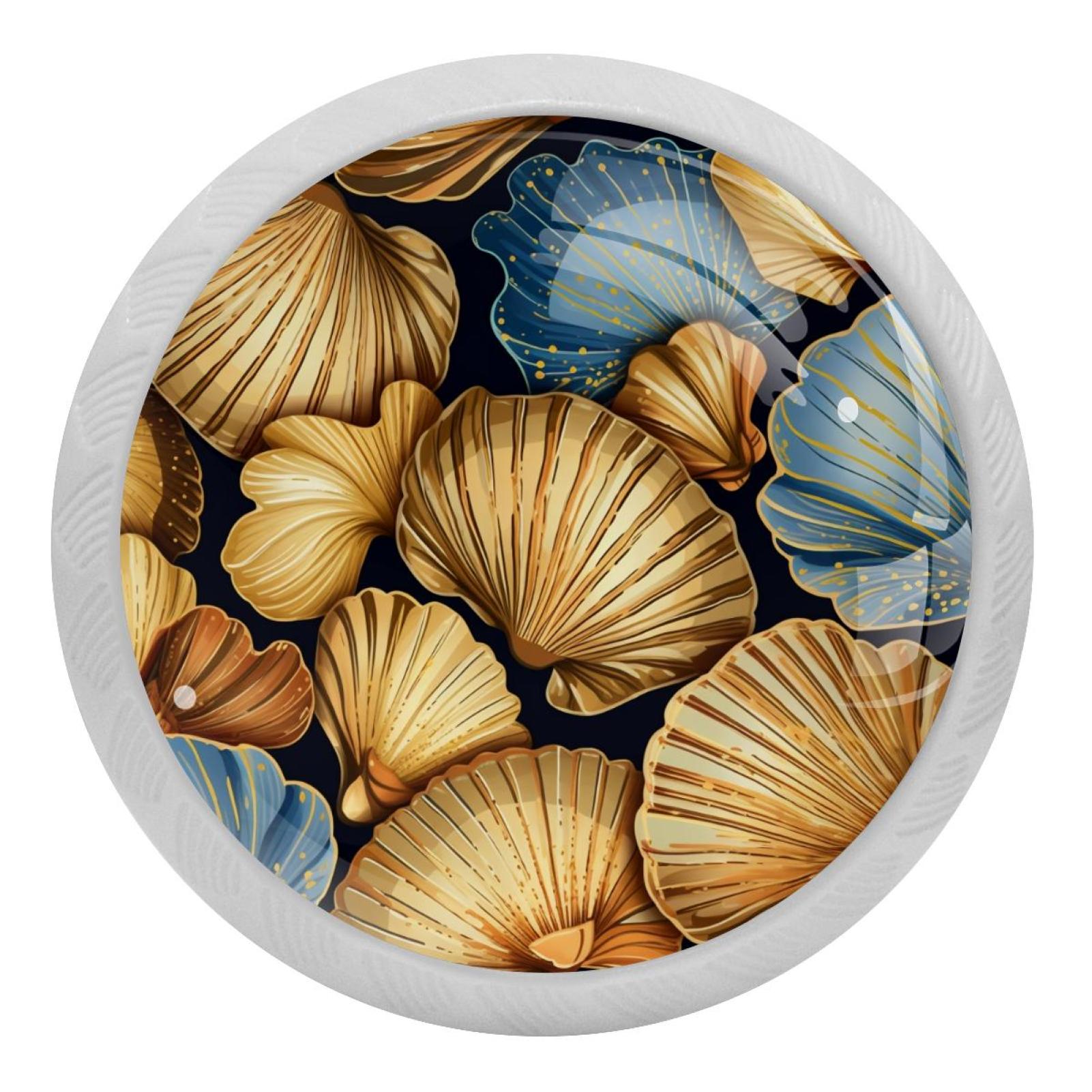 Sea Shell Pattern 4PCS Cabinet Knobs Pulls Fluorescent Drawer Handle ...