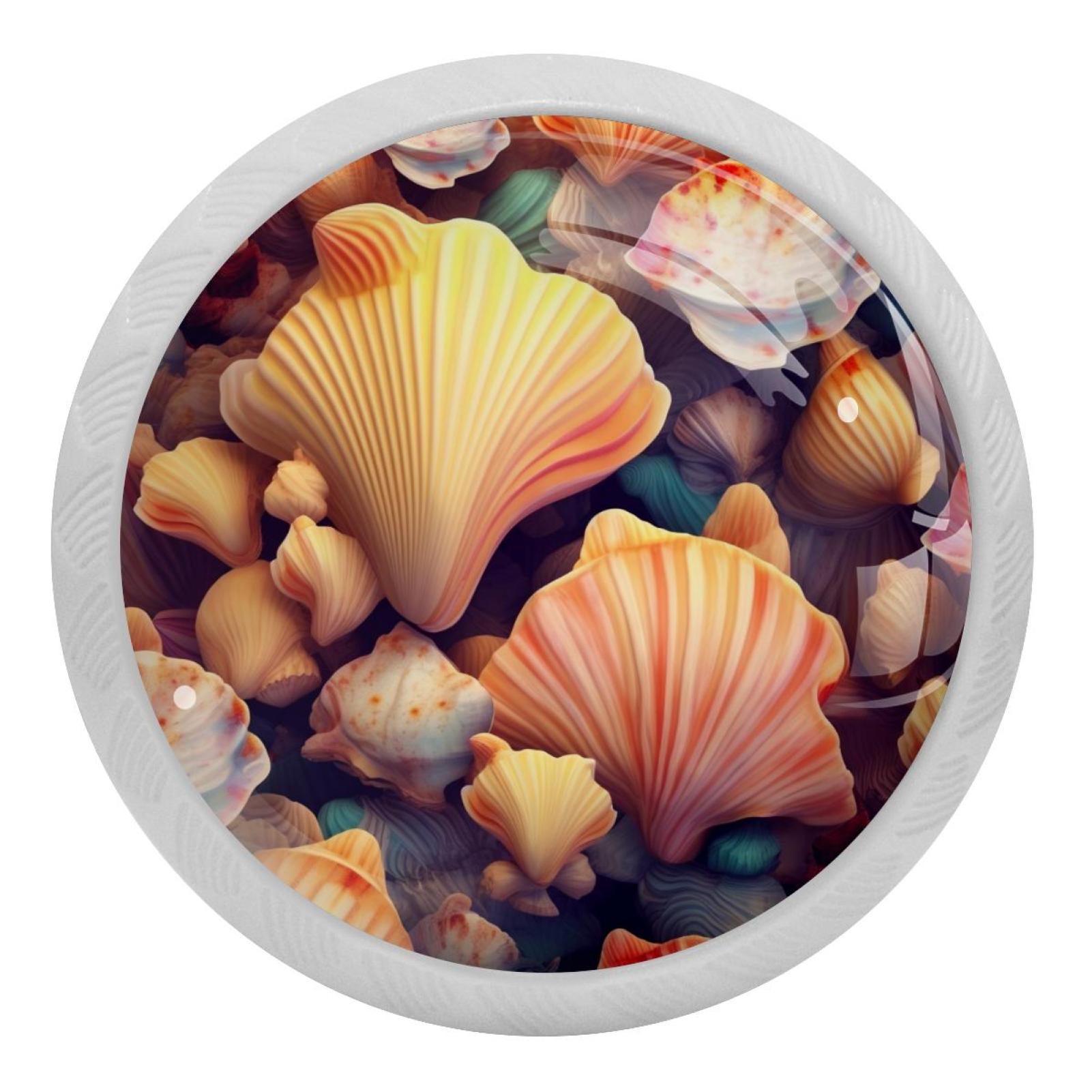 Sea Shell Pattern 4PCS Cabinet Knobs Pulls Fluorescent Drawer Handle ...