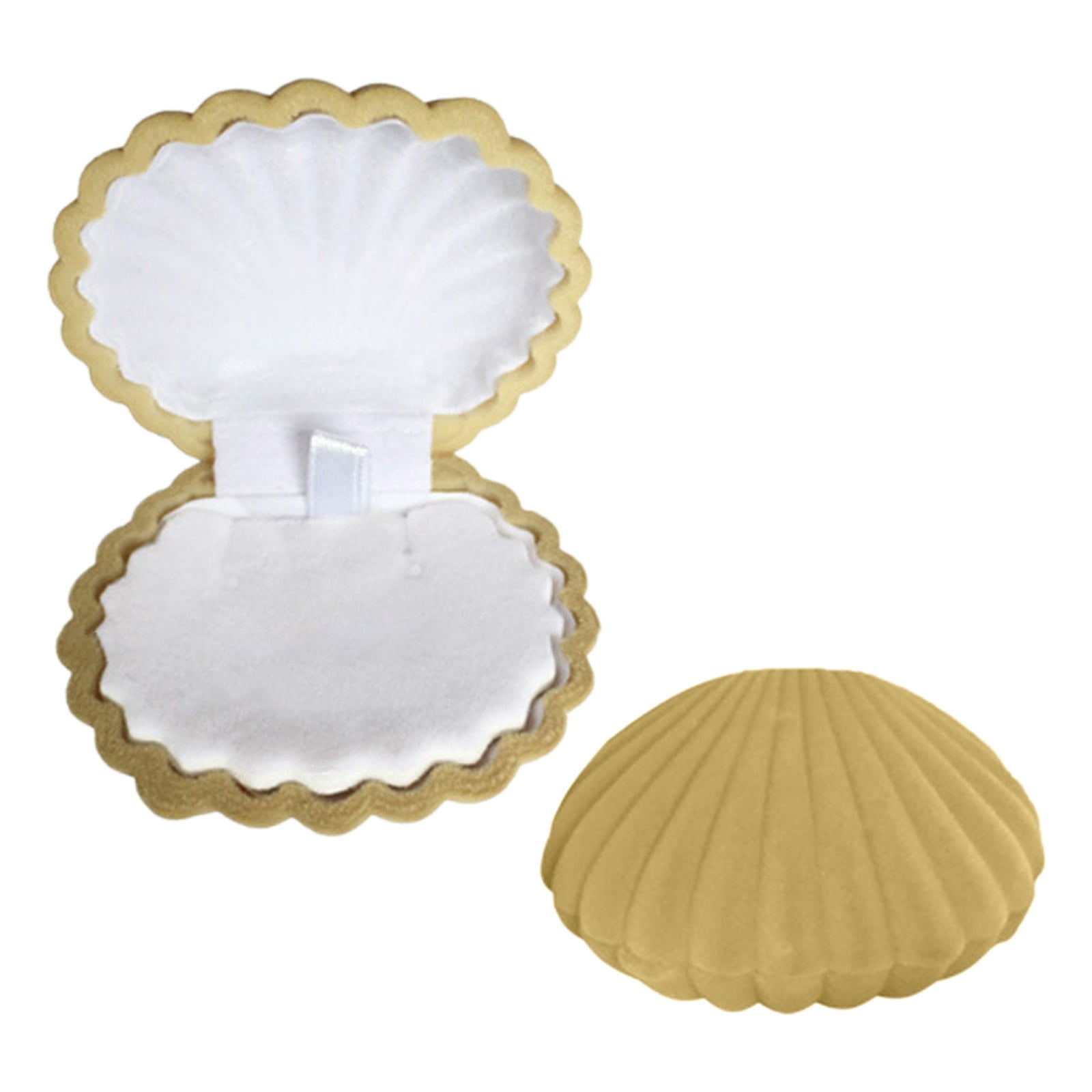 Sea Shell Shape Velvet Jewelry Box for Earring Ring Necklace Display ...