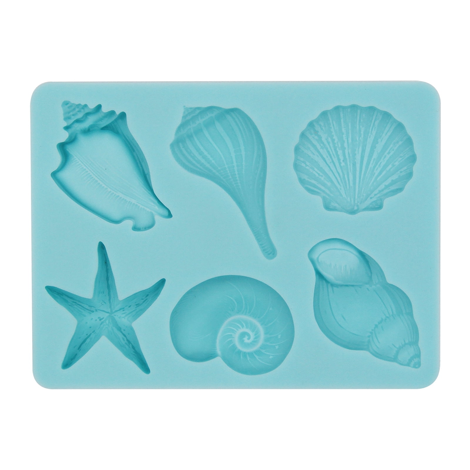 Celebrate It, Sea Shell Silicone Fondant Mold, Blue, 4x3in, 6 Cavities ...