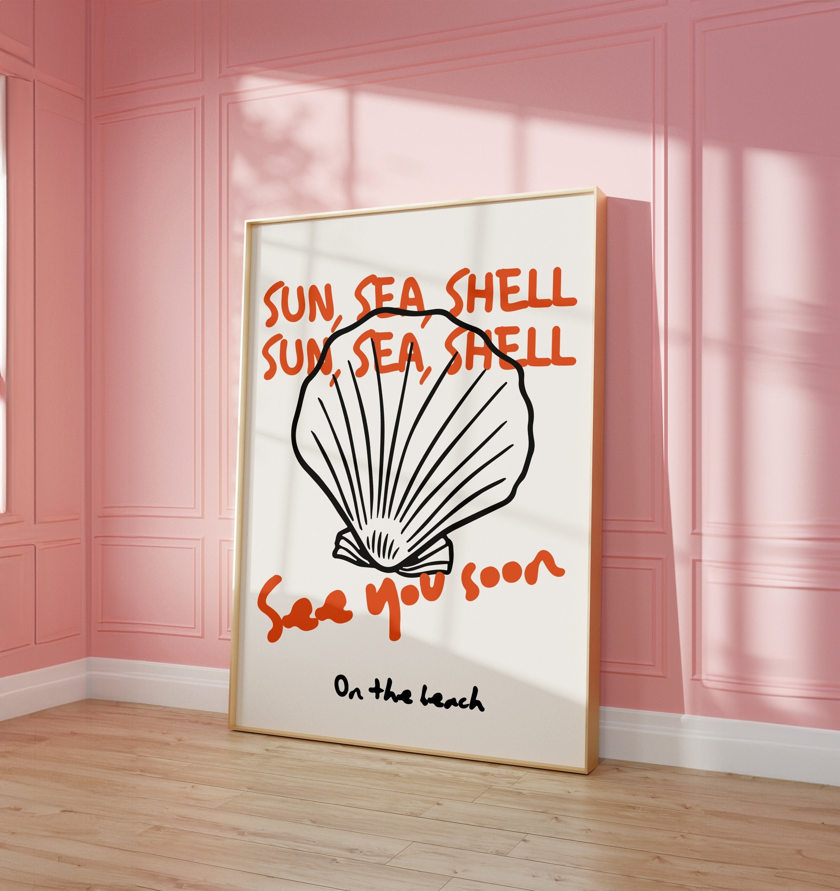 Sea Shell Wall Art • Bold Font Coastal Print • Cute Summertime Beach ...