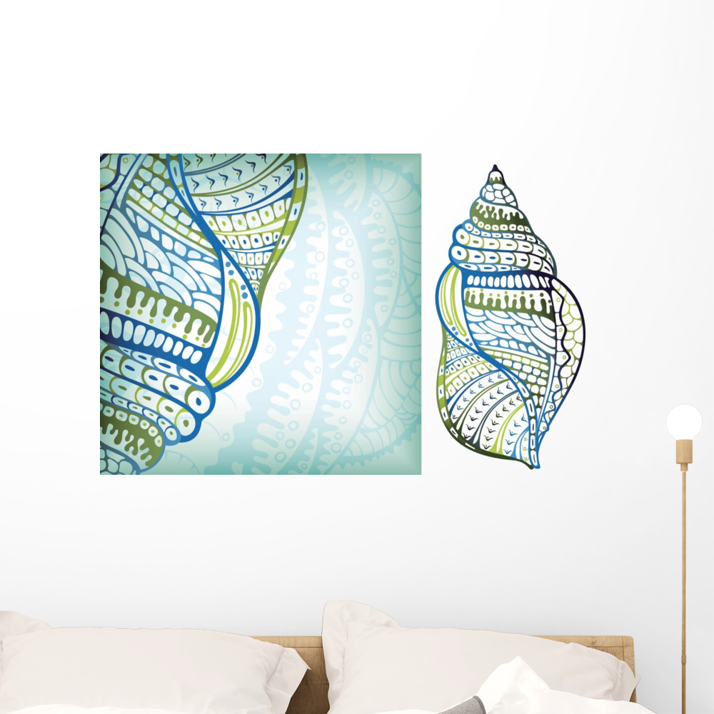 Sea Shell Wall Decal by Wallmonkeys Peel and Stick Graphic (36 in W x ...