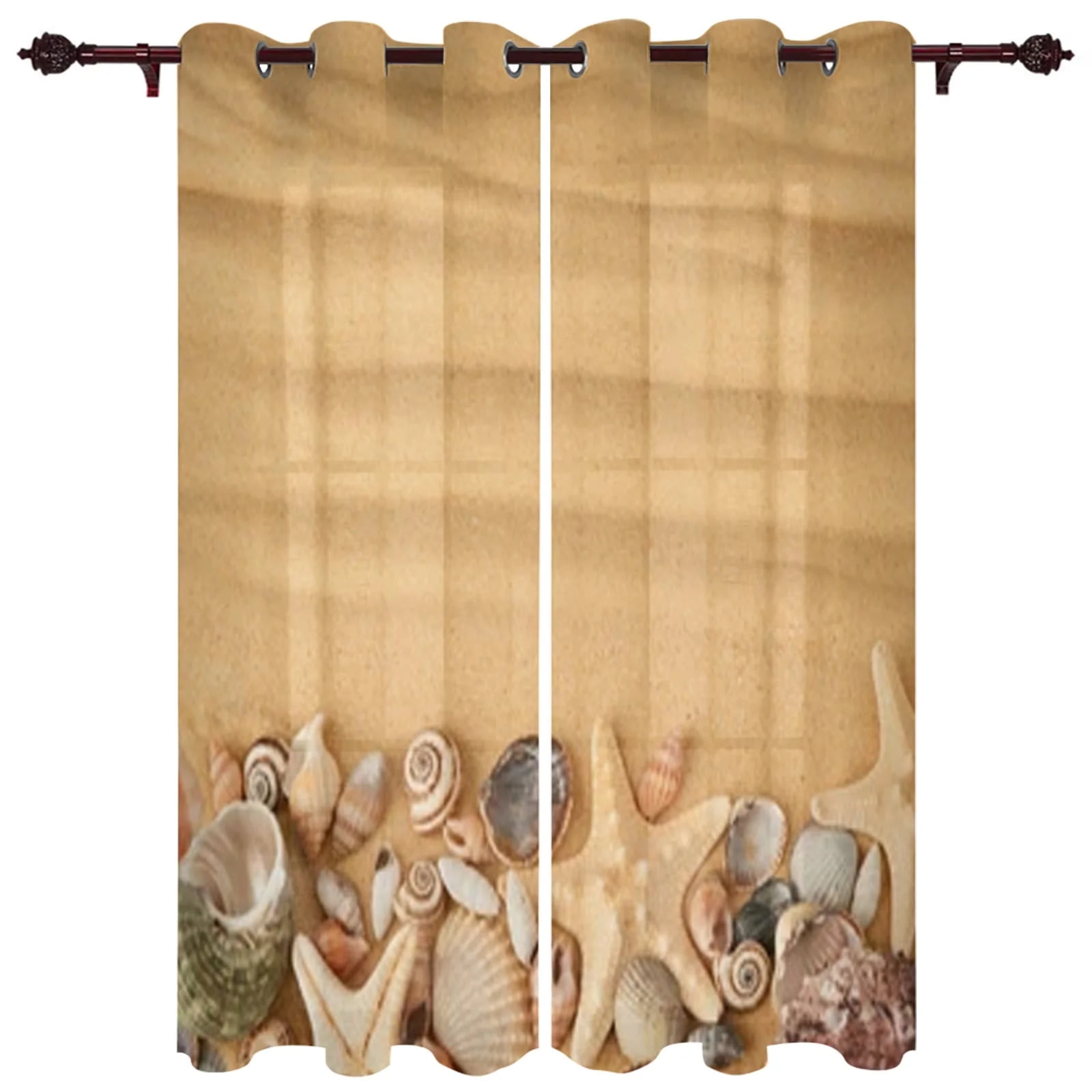 Sea Shells And Sand Window Curtains For Living Room Bedroom Luxury ...