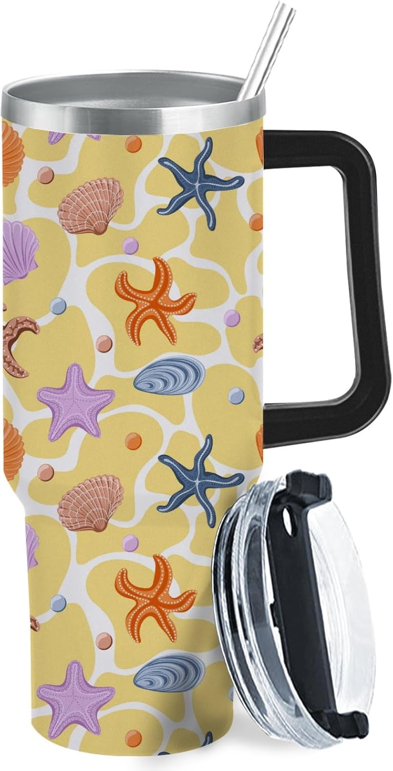 Sea Shells And Starfish 40oz Tumbler With Handle Gifts For Godmother ...
