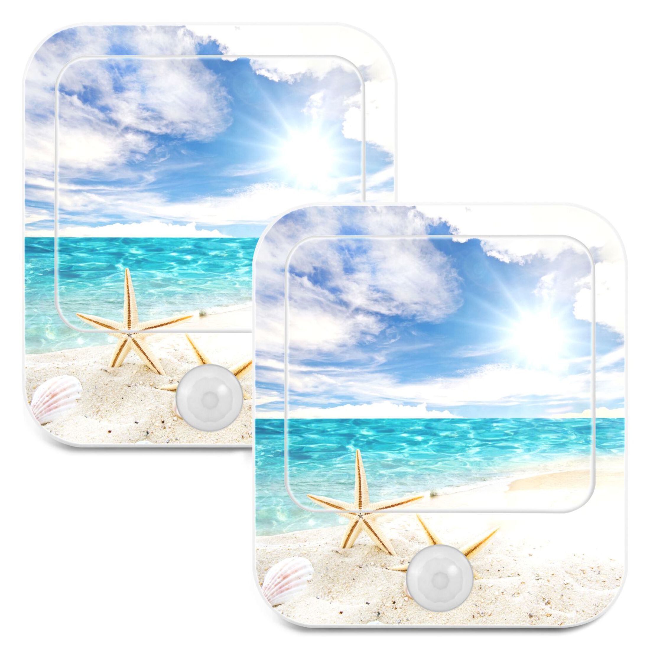 Sea Shells Beach and Sunny Sky LED Motion Sensor Night Light Plug into ...
