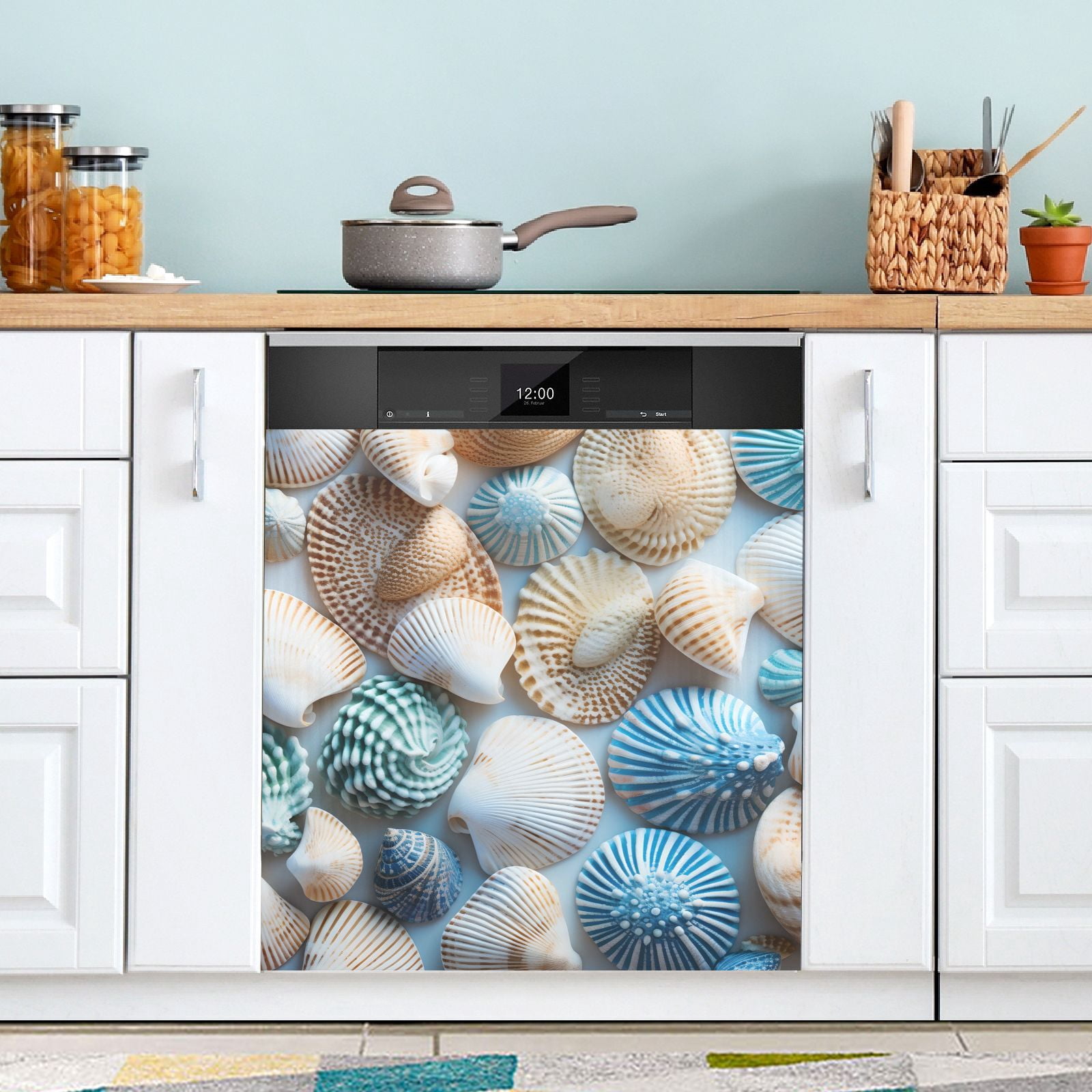 Sea Shells Blue Dishwasher Magnet Cover Magnetic Dishwasher ...
