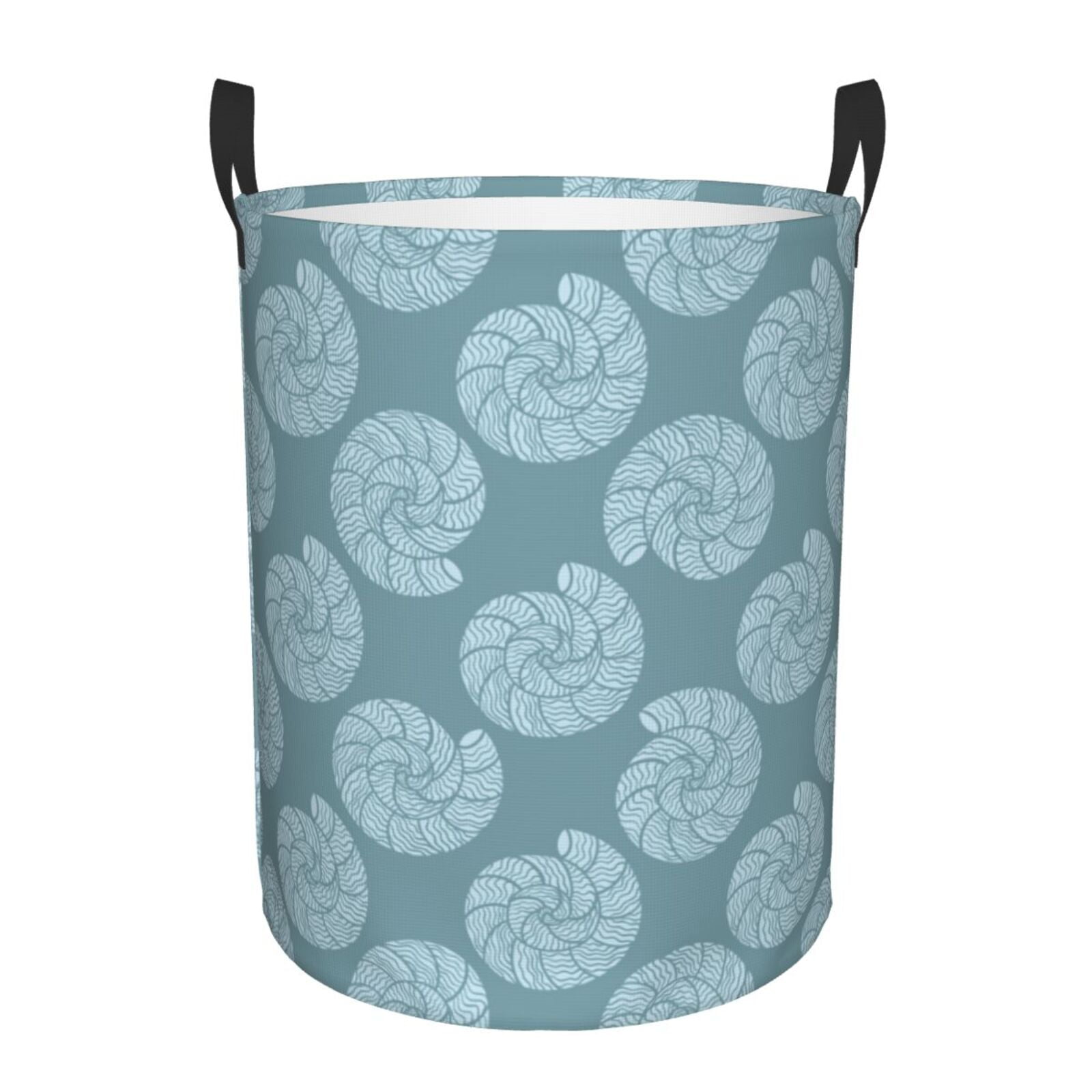 Sea Shells Blue Laundry Basket with Handles - Freestanding Laundry ...