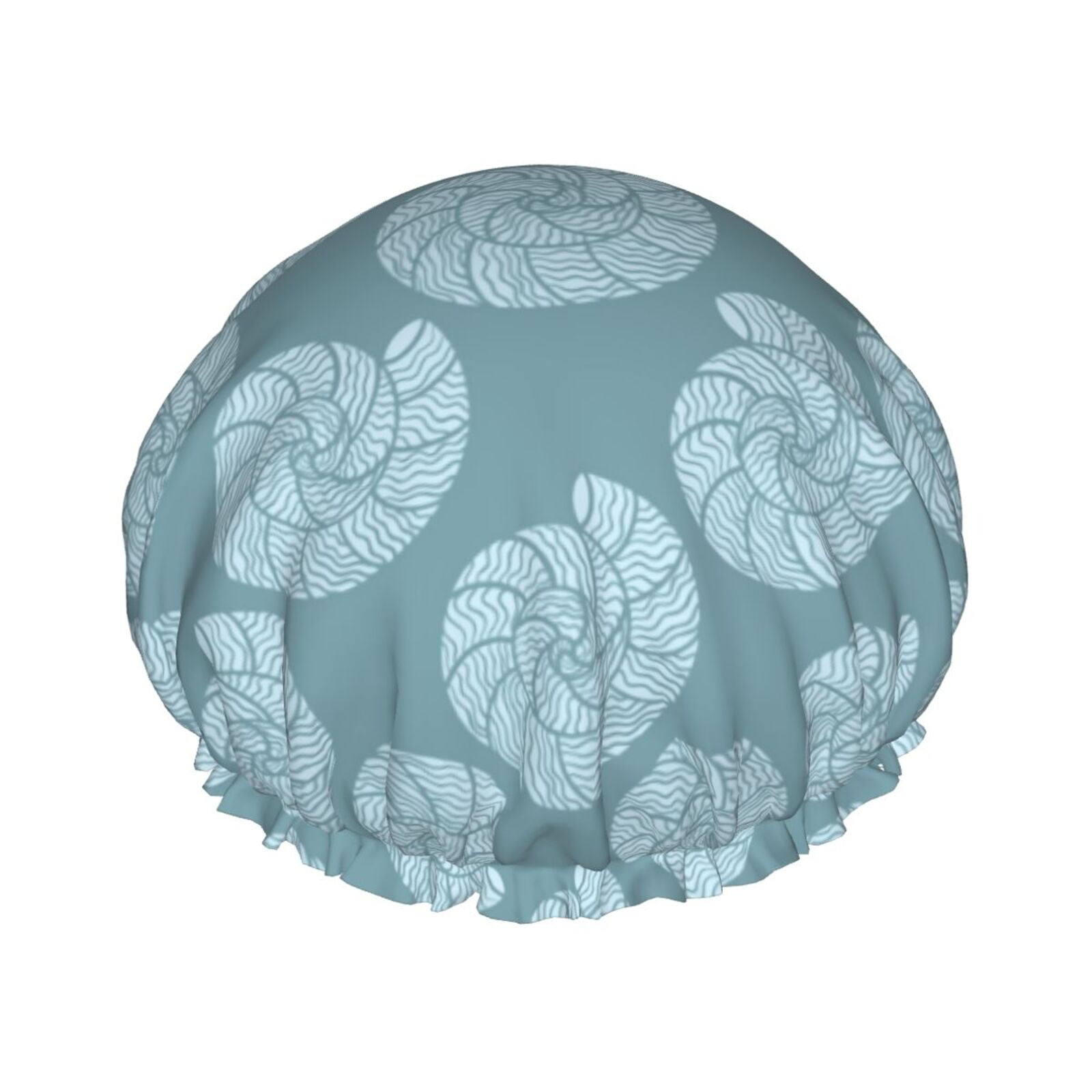 Sea Shells Blue Shower Cap, Reusable Bath Hair Hat for all Hair Lengths ...