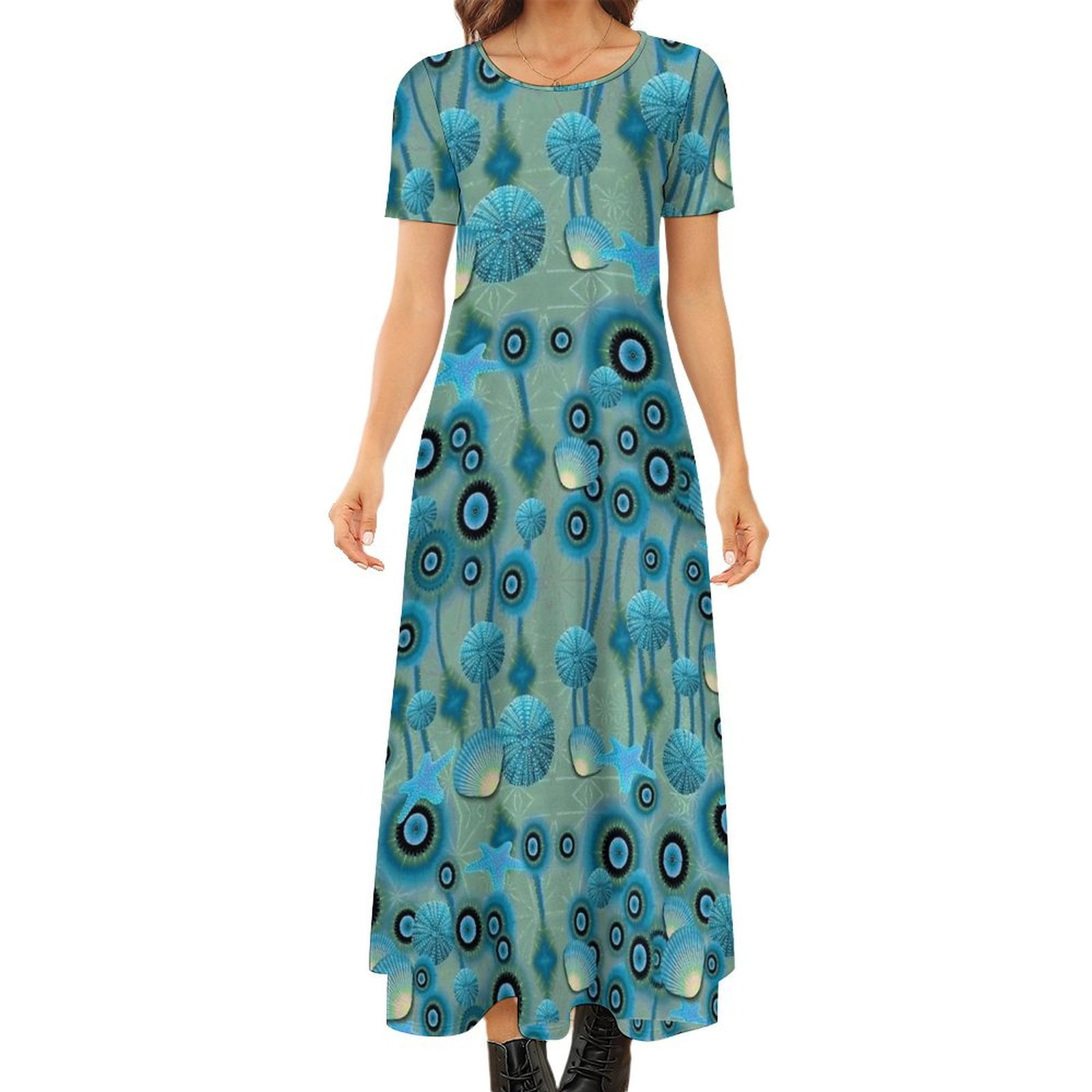 Sea Shells Dress Animal Print Modern Maxi Dress Streetwear Boho Beach ...