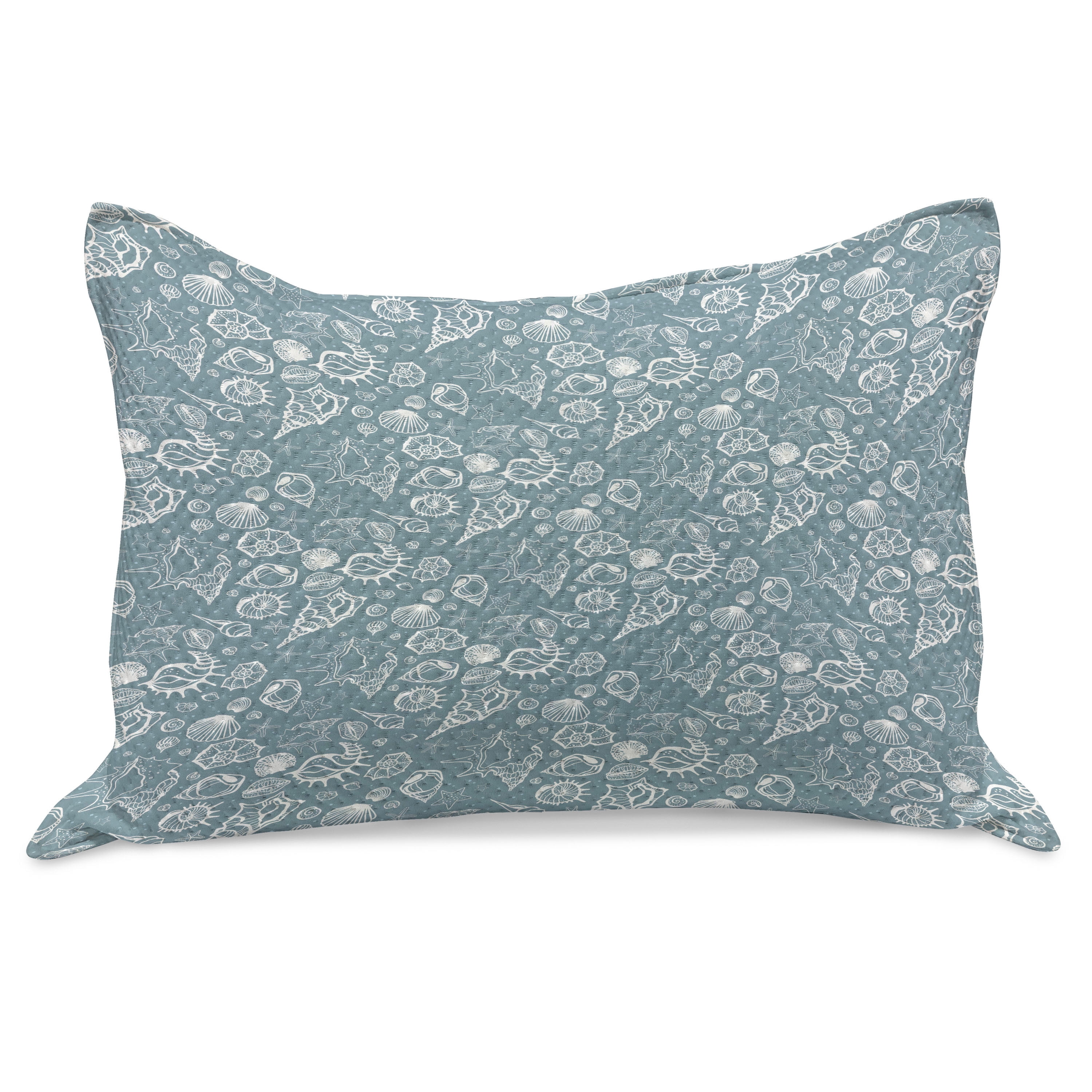 Sea Shells Knitted Quilt Pillowcover, Doodle Hand Drawn Style Starfish ...