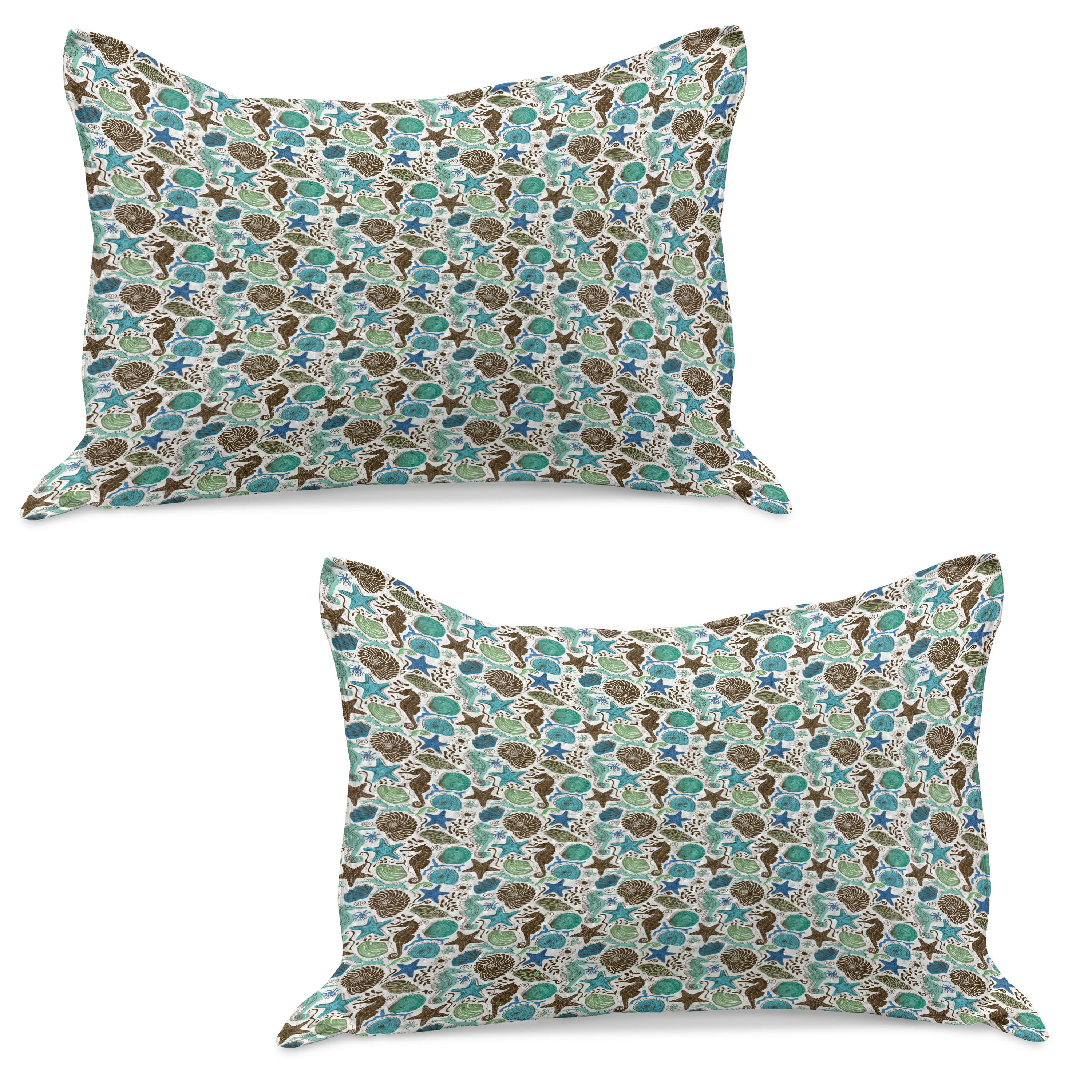 Sea Shells Knitted Quilt Pillowcover Set of 2, Maritime Art with ...