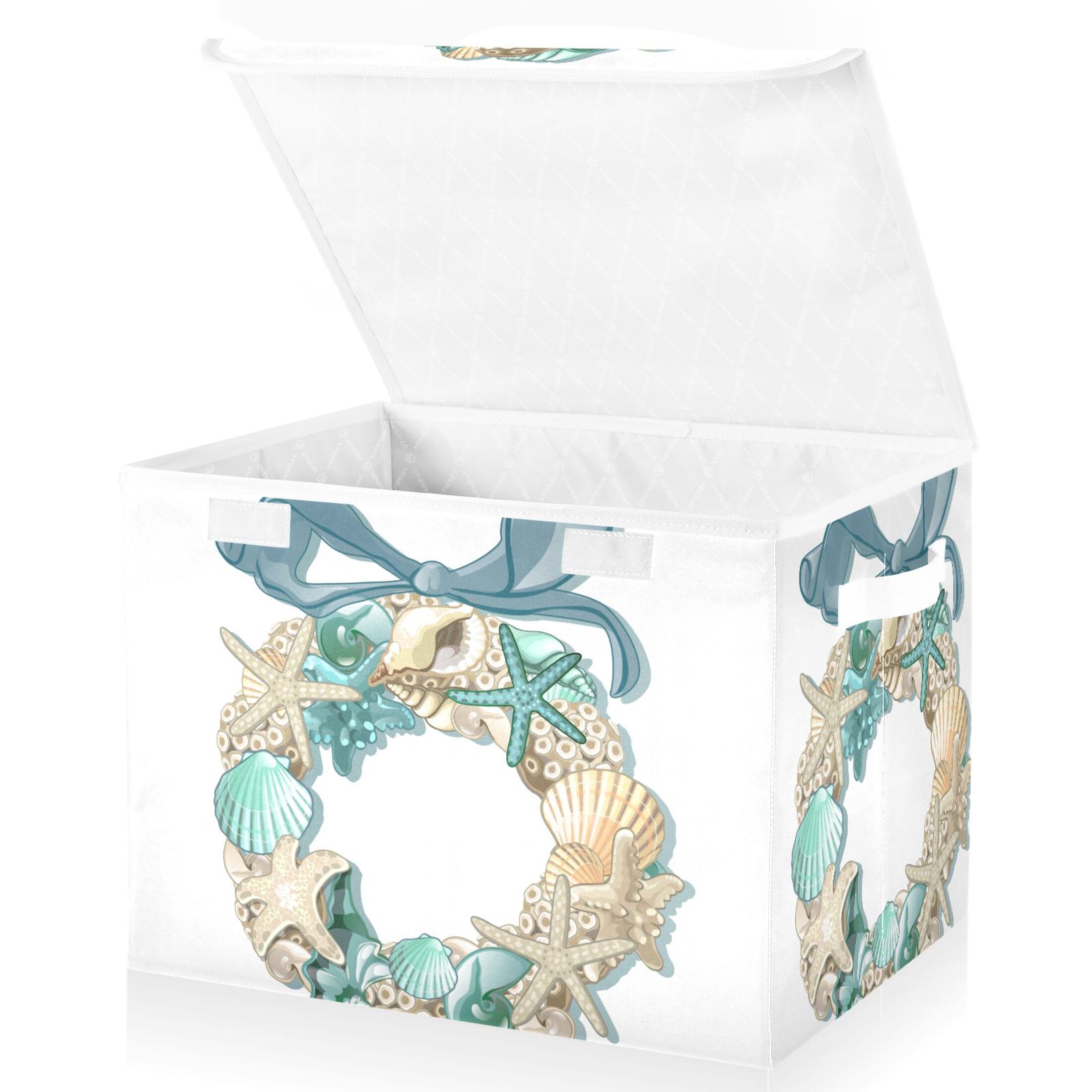 Sea Shells Large Lidded Bin Foldable Storage Baskets Boxes Cubes Lids ...