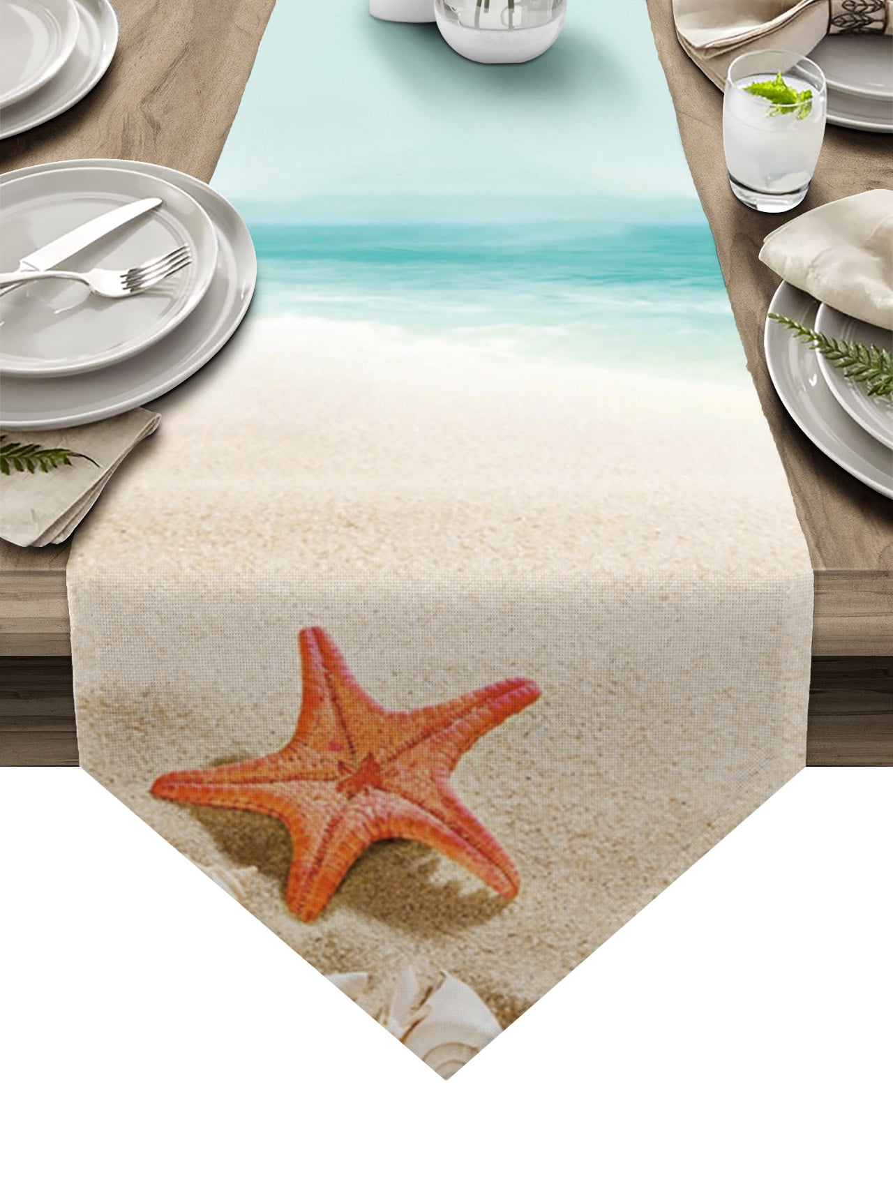Sea Shells On The Beach Table Runner Home r Tablecloth Wedding Party ...