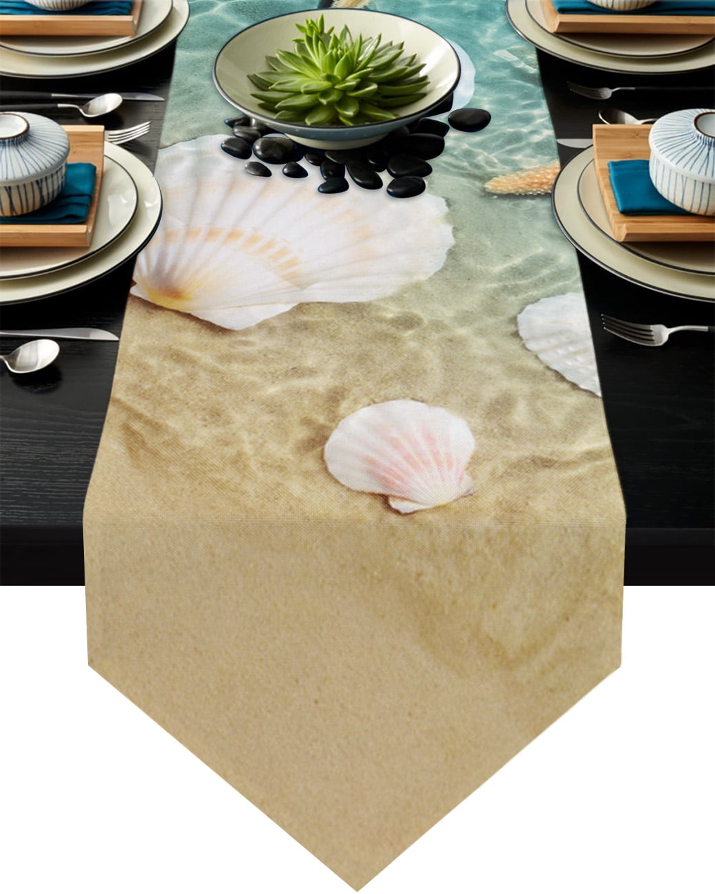 Sea Shells On The Beach Table Runner Home r Tablecloth Wedding Party ...