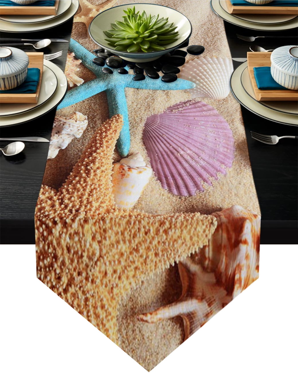 Sea Shells On The Beach Table Runner Home r Tablecloth Wedding Party ...