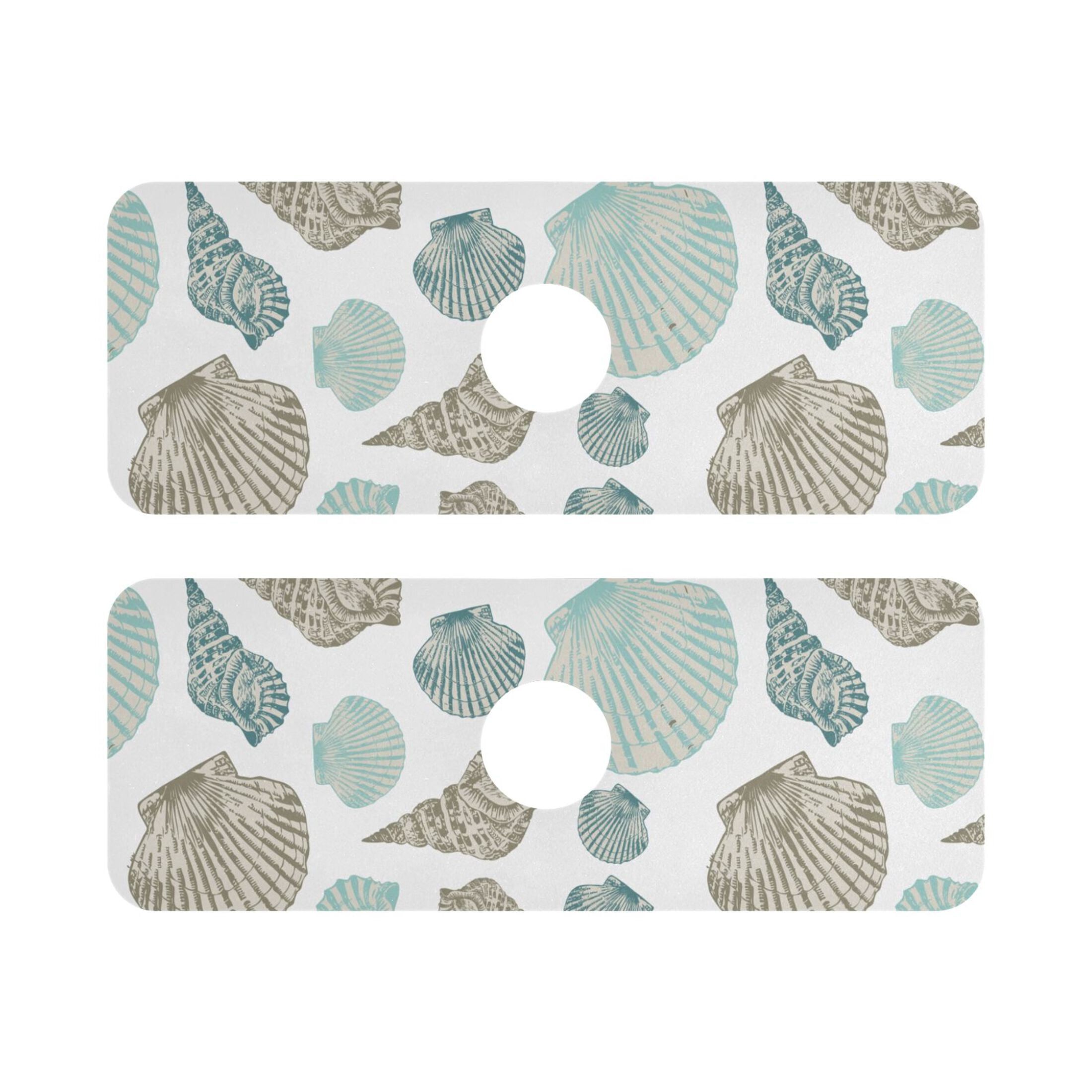 Sea Shells Pattern 2 PCs Sink Splash Guard Set Kitchen Faucet Drying ...